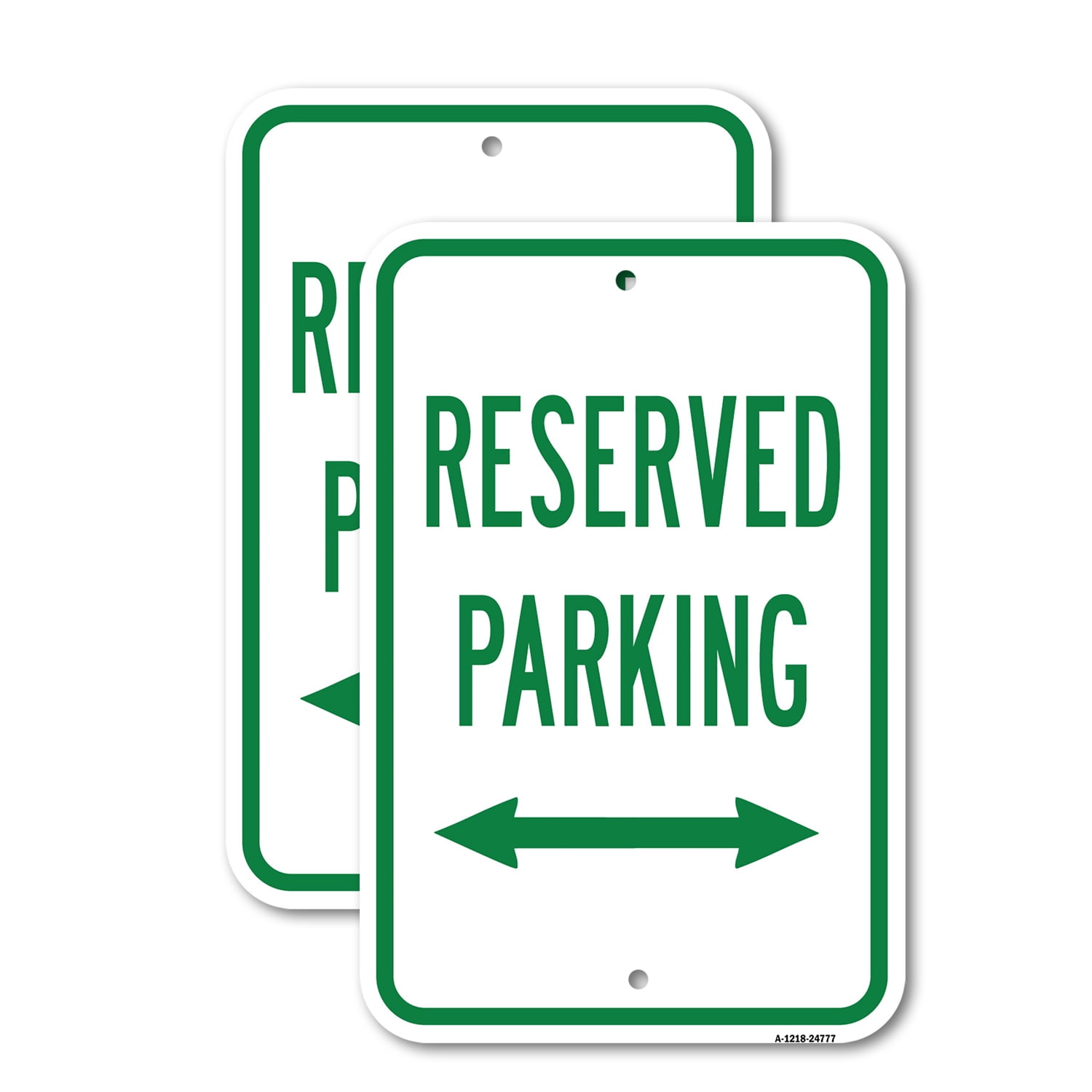 (2 Pack) Reserved Parking With Double Arrow | 12" X 18" Heavy-Gauge ...