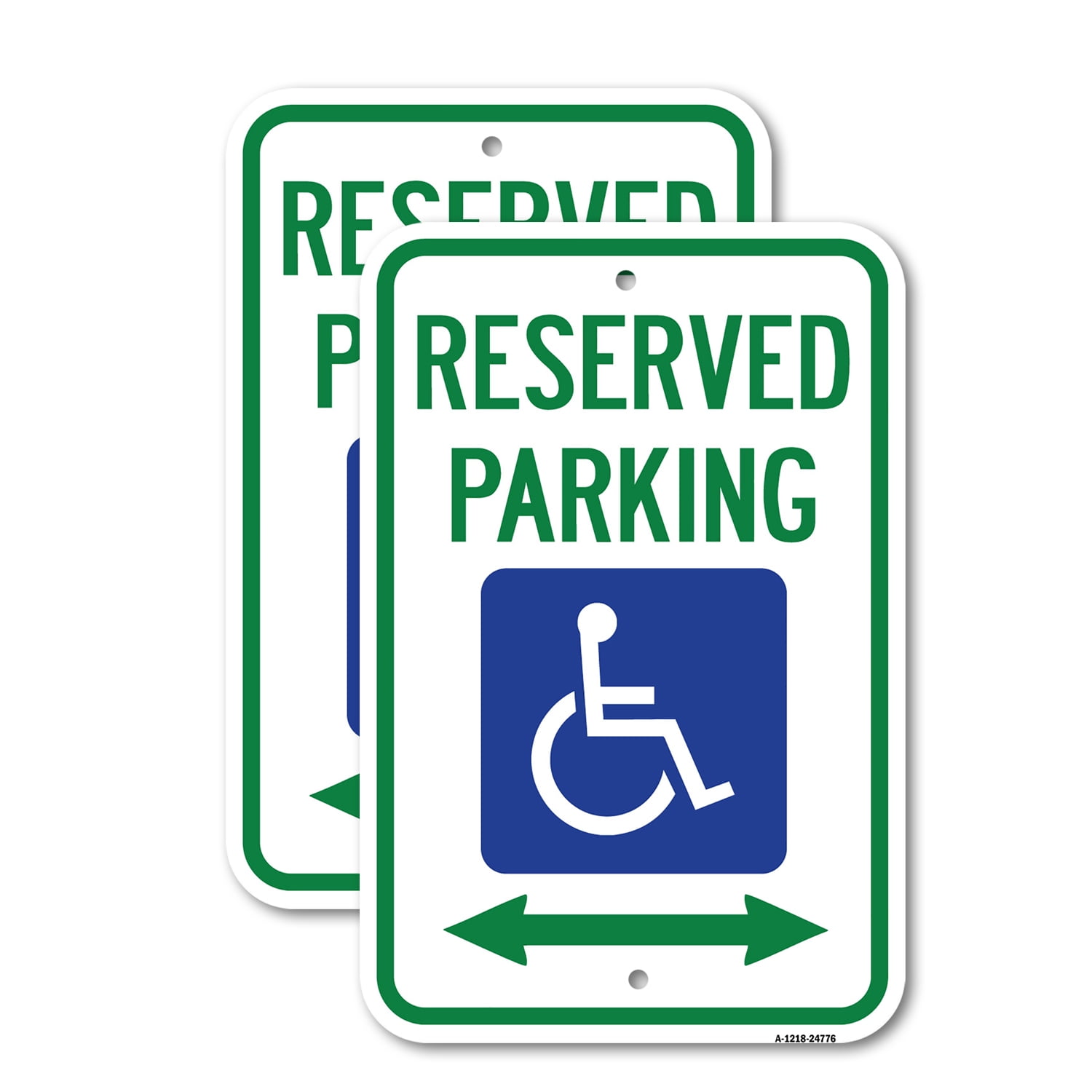 (2 Pack) Reserved Parking With Handicapped Symbol And Arrow | 12" X 18 ...