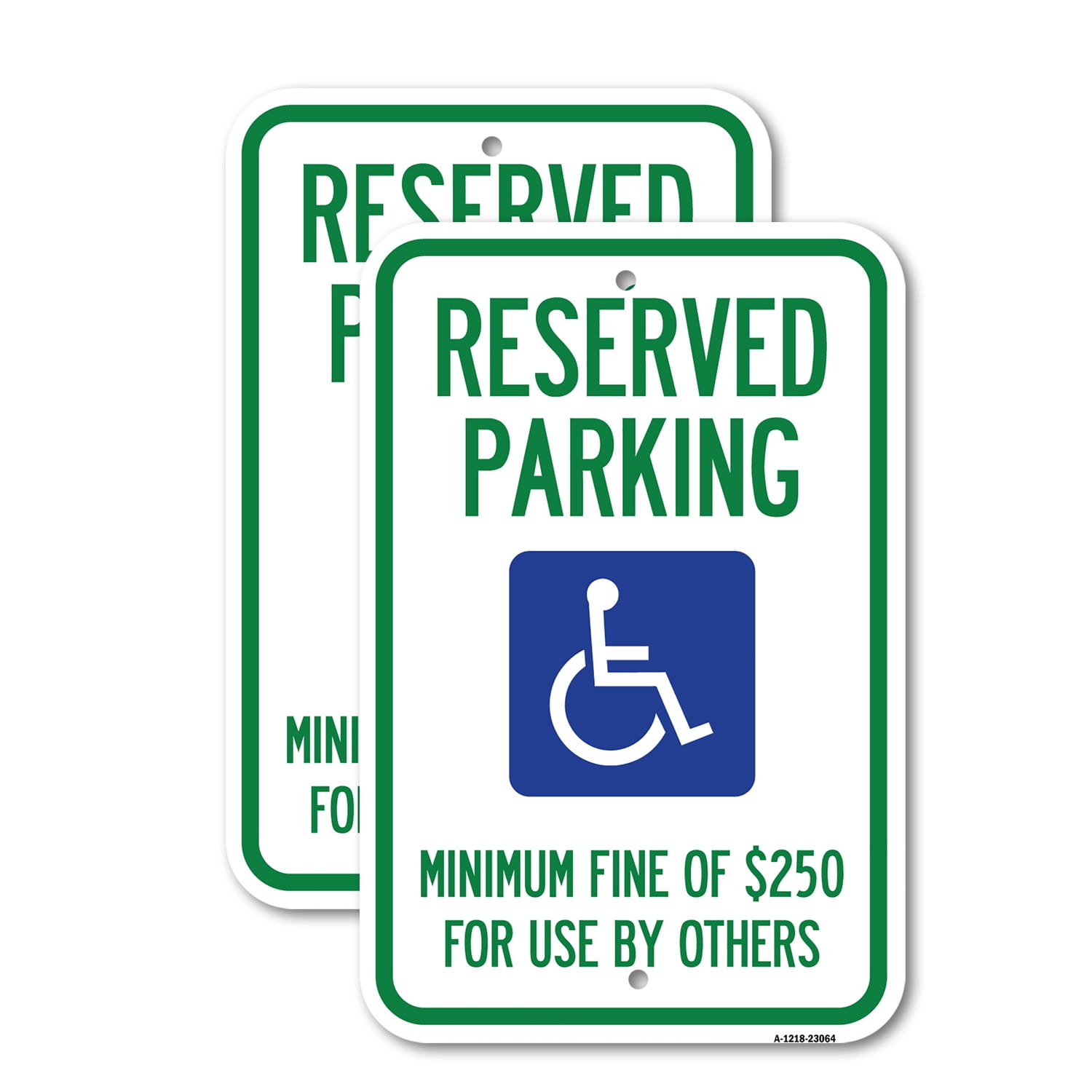 (2 Pack) Reserved Parking Minimum Fine of $250 for Use by Others ...