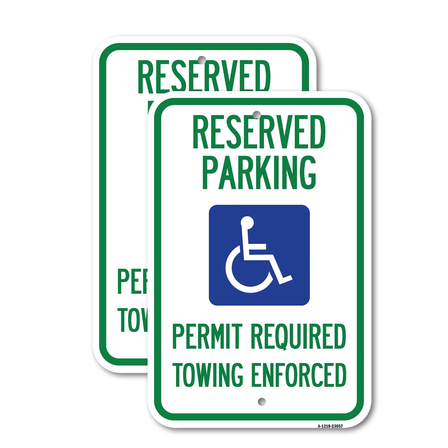 (2 Pack) Reserved Parking Permit Required Towing Enforced (With Graphic ...