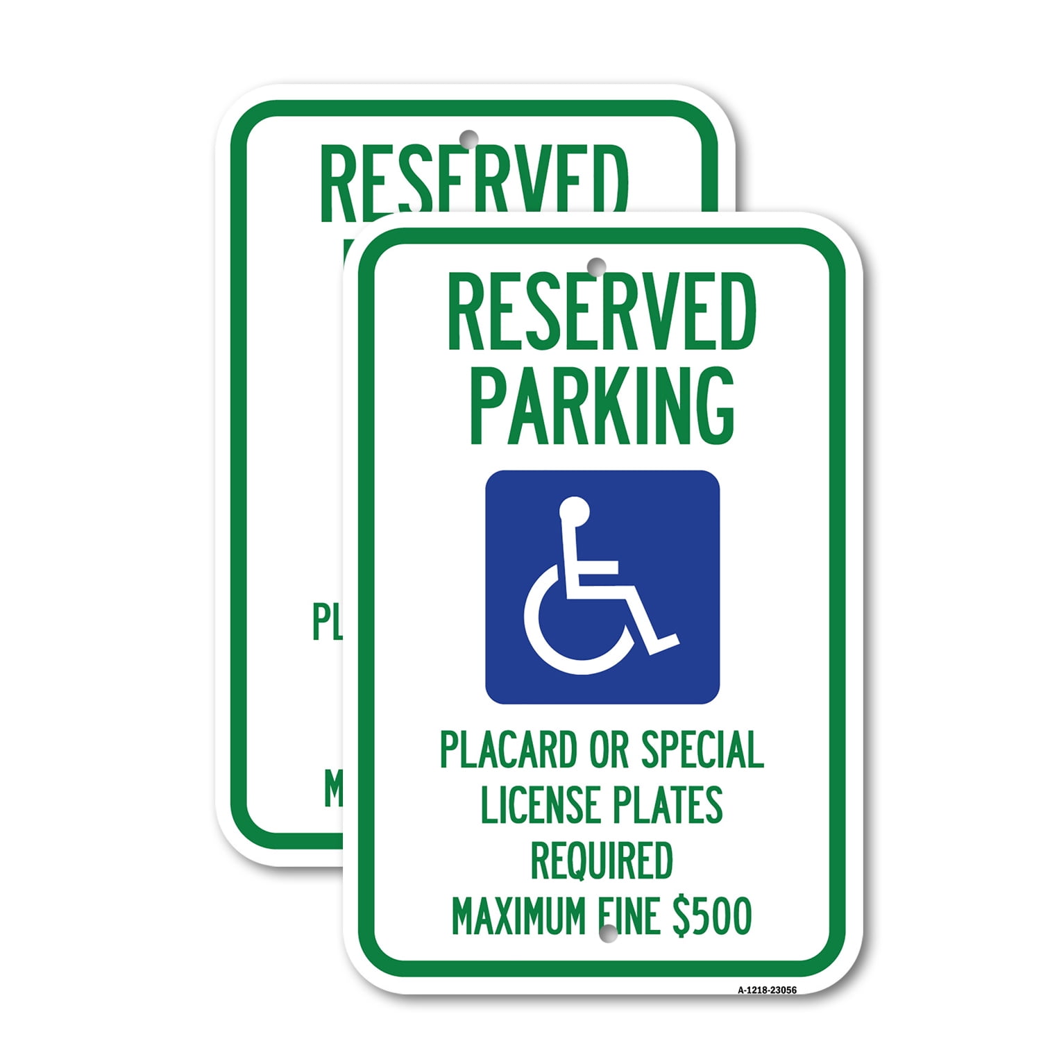 (2 Pack) Reserved Parking Placard or Special License Plates Required ...
