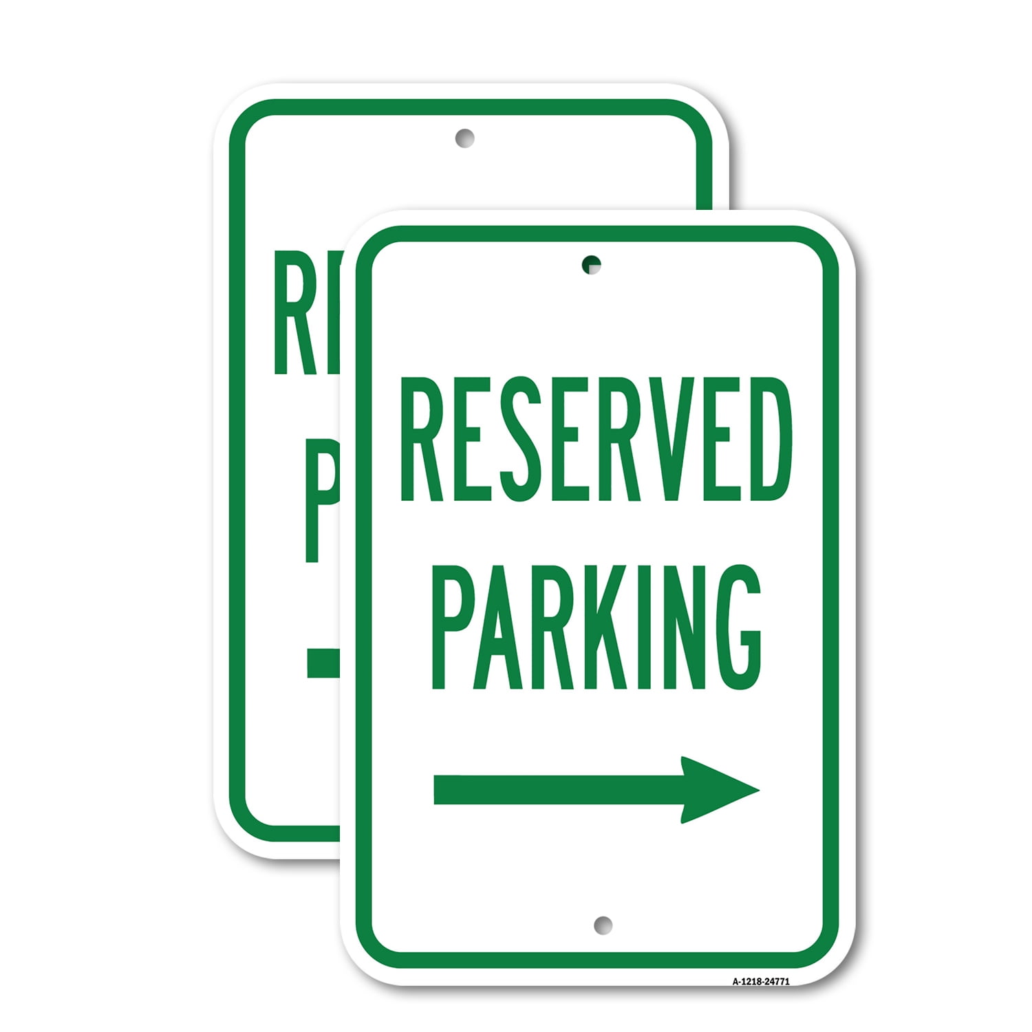 (2 Pack) Reserved Parking With Right Arrow | 18" X 24" Heavy-Gauge ...