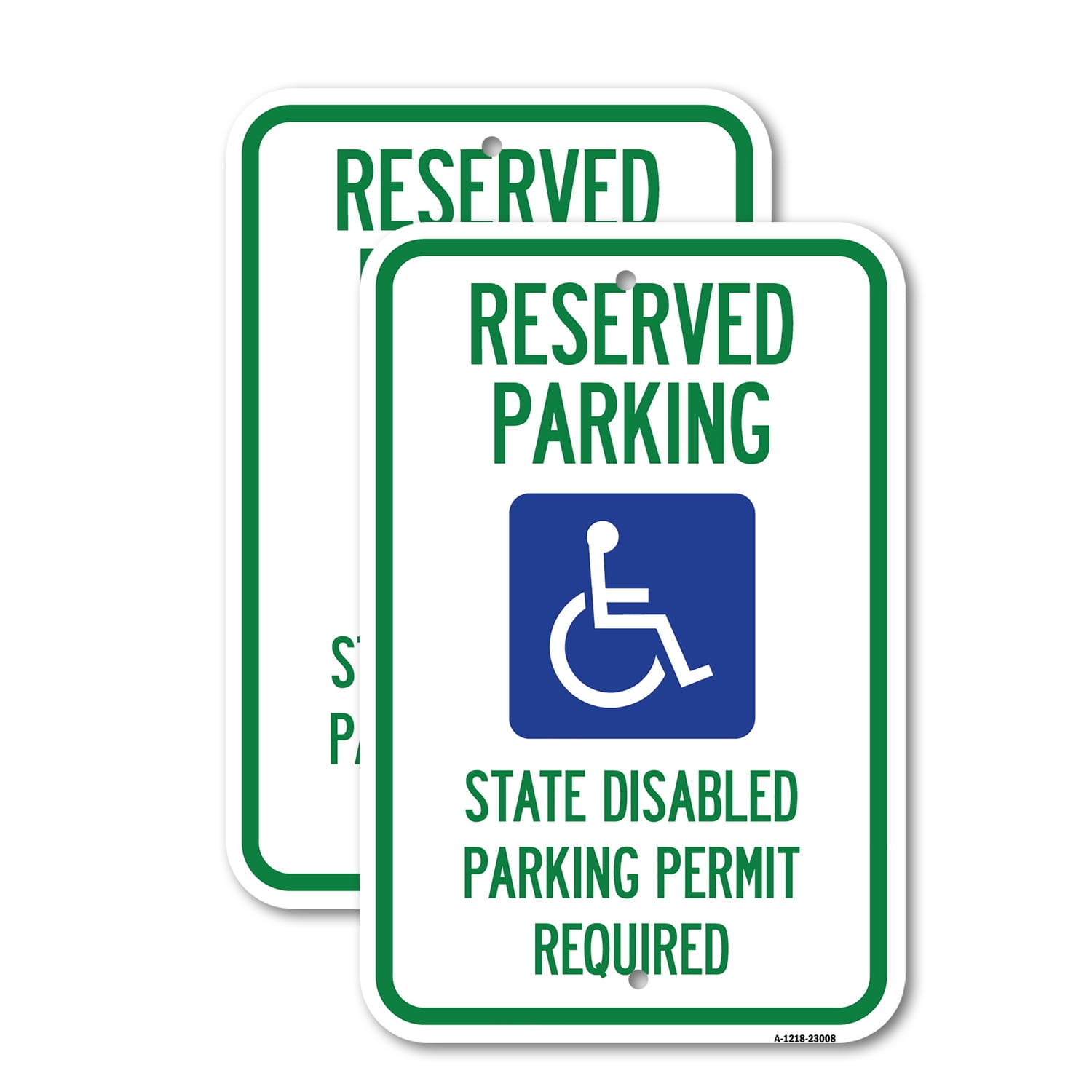 (2 Pack) Reserved Parking State Disabled Parking Permit Required ...