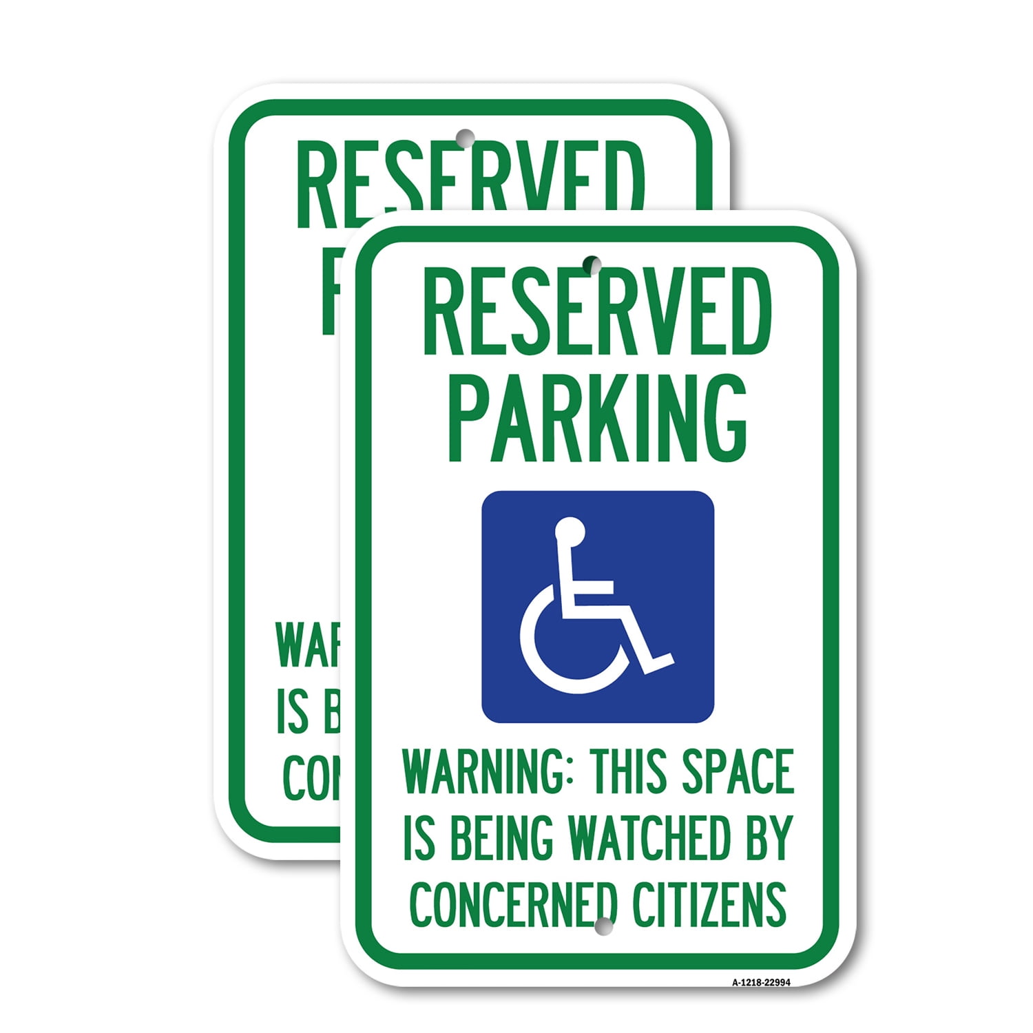 (2 Pack) Reserved Parking - (With Handicap Symbol) Warning This Space ...