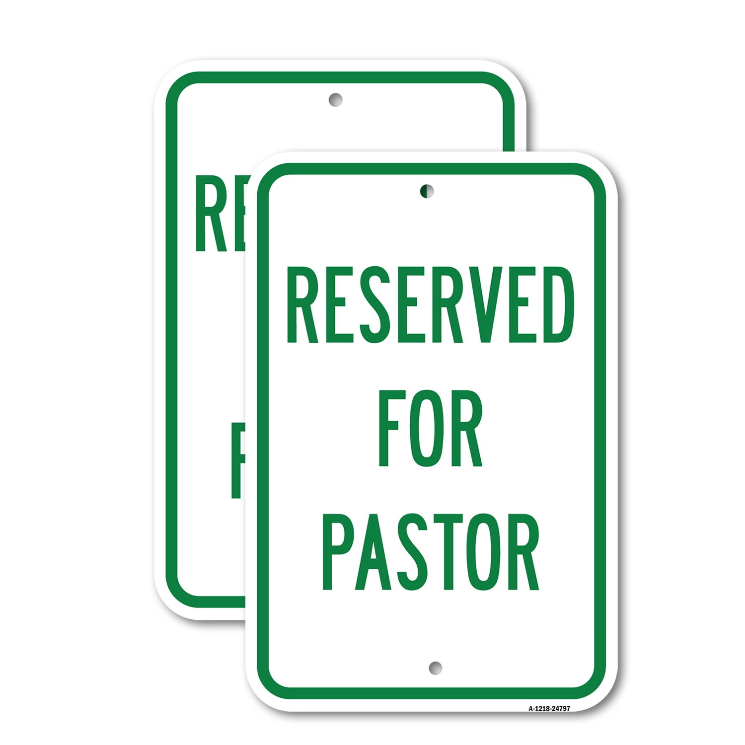 (2 Pack) Reserved For Pastor | 18" X 24" Heavy-Gauge Aluminum Sign ...