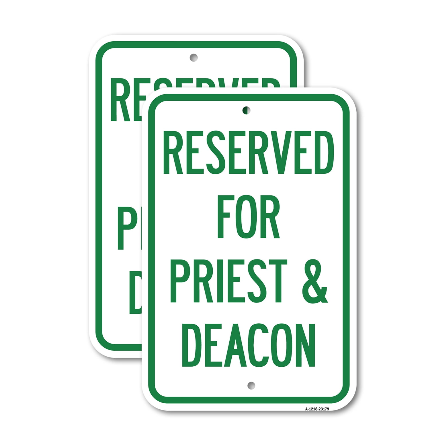 (2 Pack) Reserved for Priest & Deacon | 12" X 18" Heavy-Gauge Aluminum ...