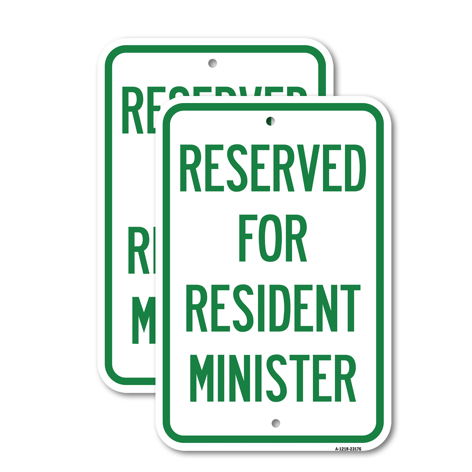 (2 Pack) Reserved for Resident Minister | 12" X 18" Heavy-Gauge ...