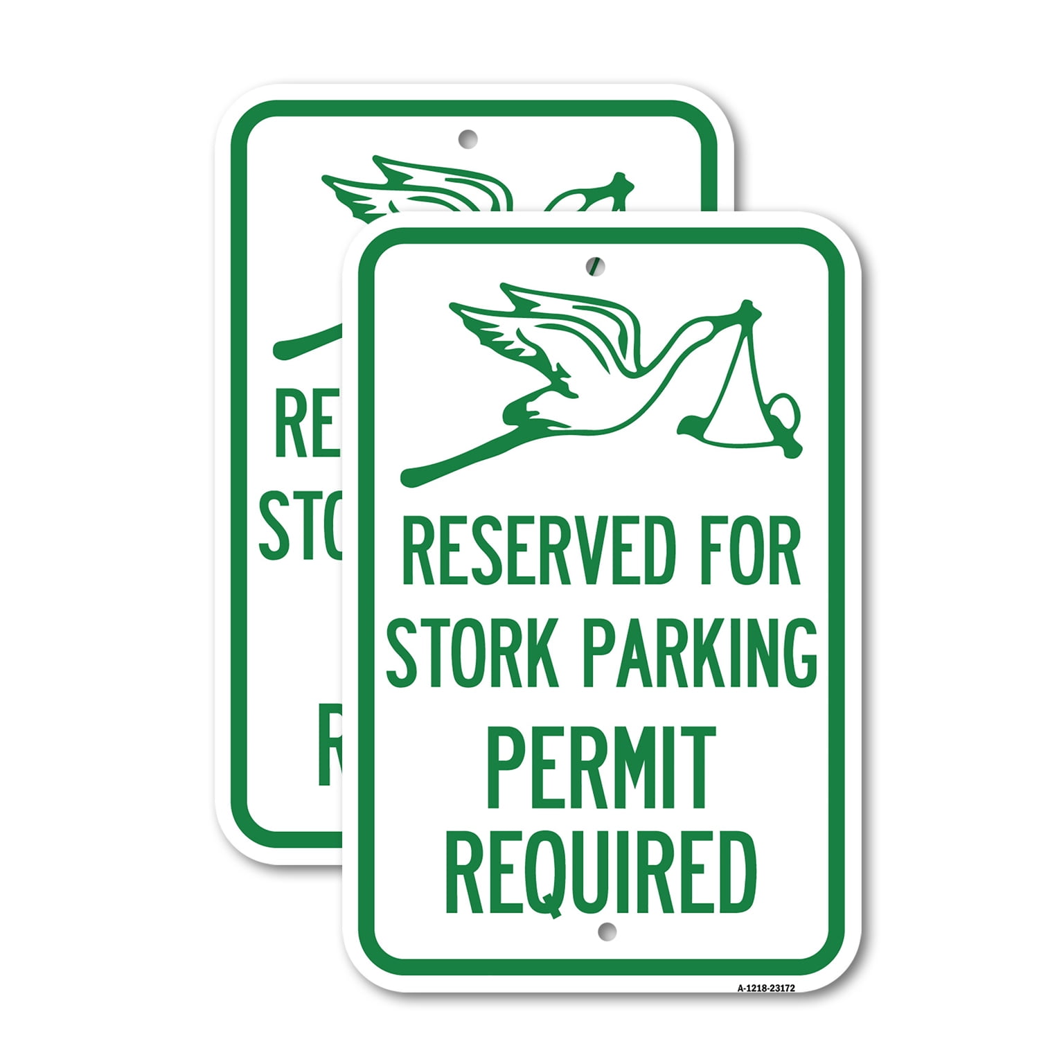 (2 Pack) Reserved for Stork Parking Permit Required (With Graphic | 18 ...