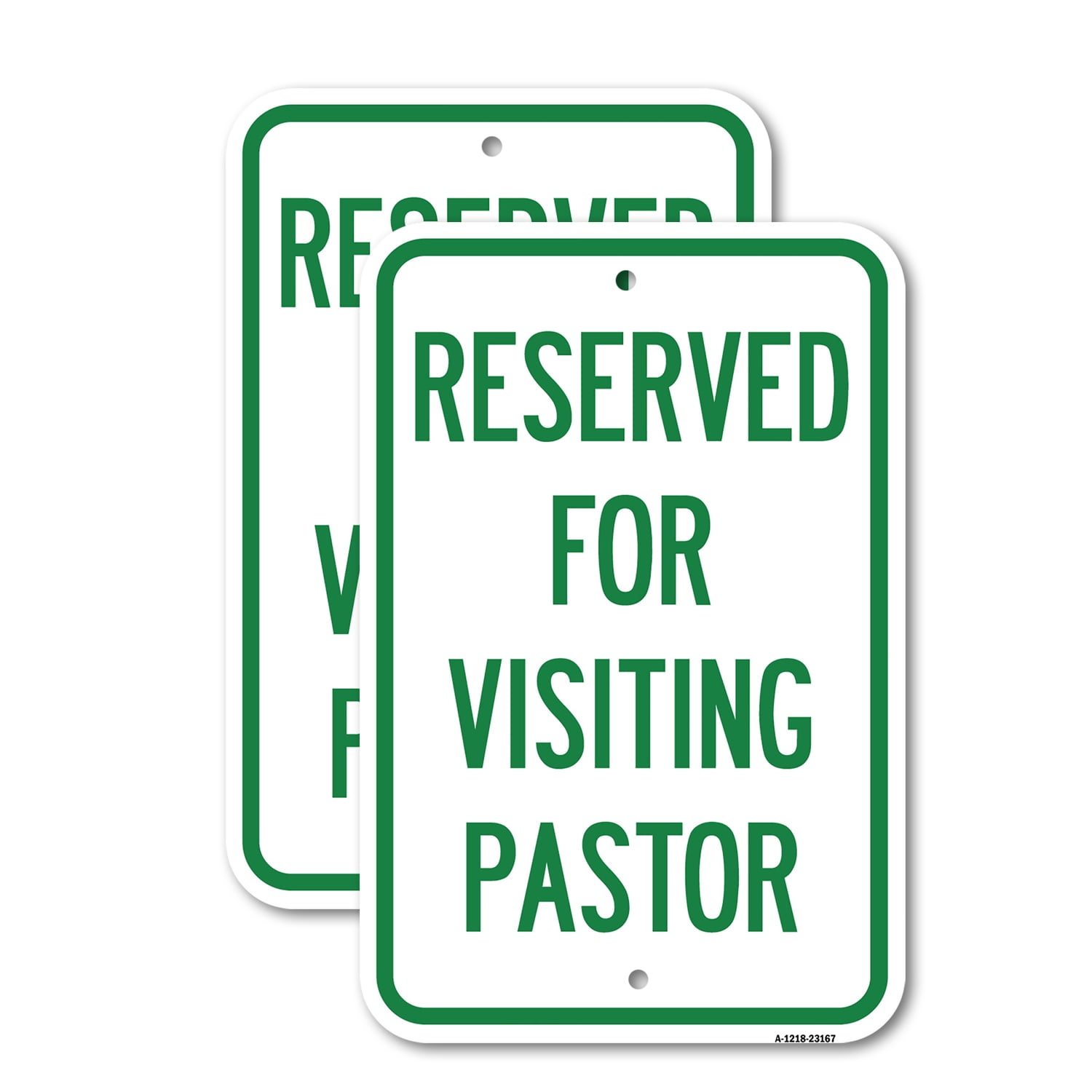 (2 Pack) Reserved for Visiting Pastor | 18" X 24" Heavy-Gauge Aluminum ...
