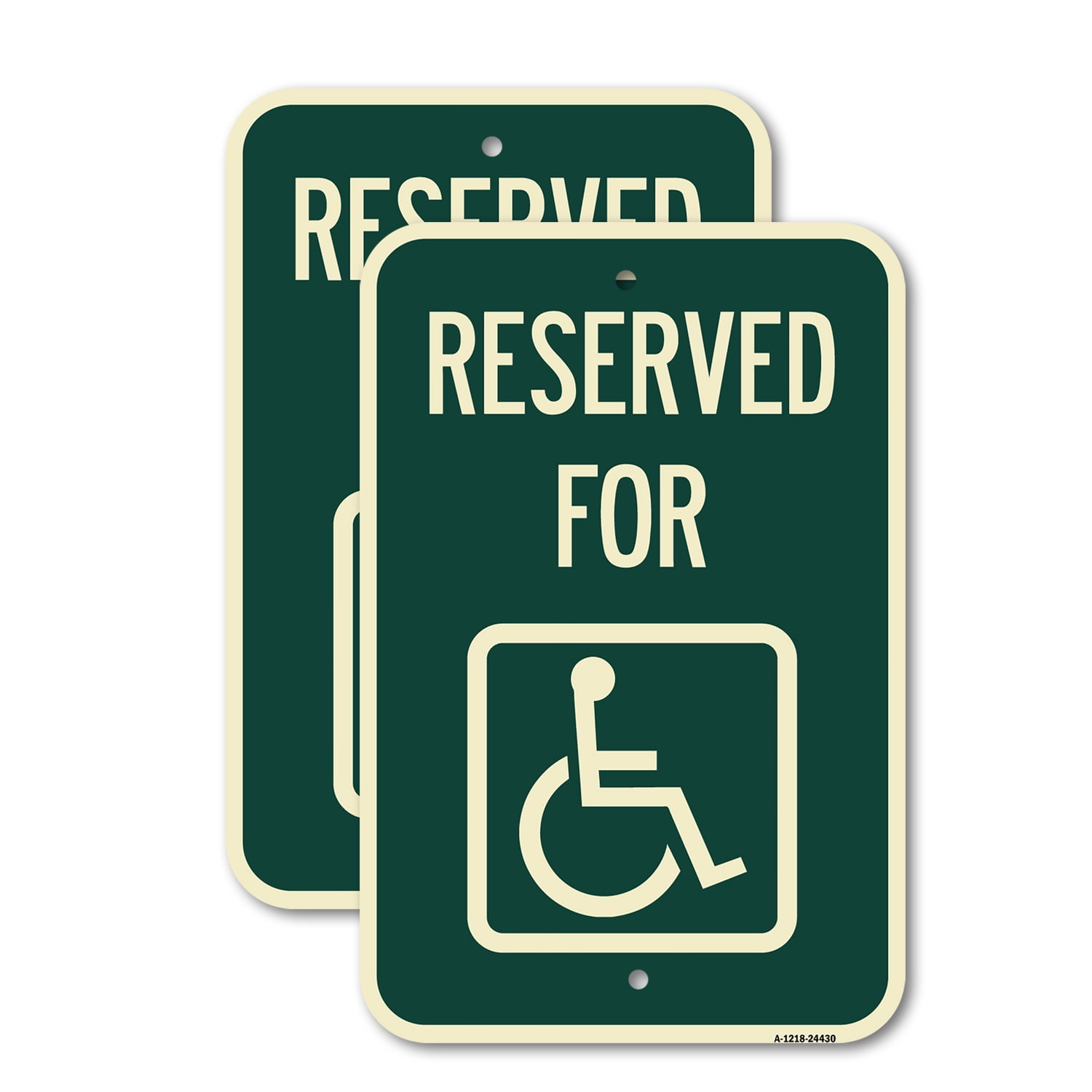 (2 Pack) Reserved for (With Accessible Symbol) | 12" X 18" Heavy-Gauge ...