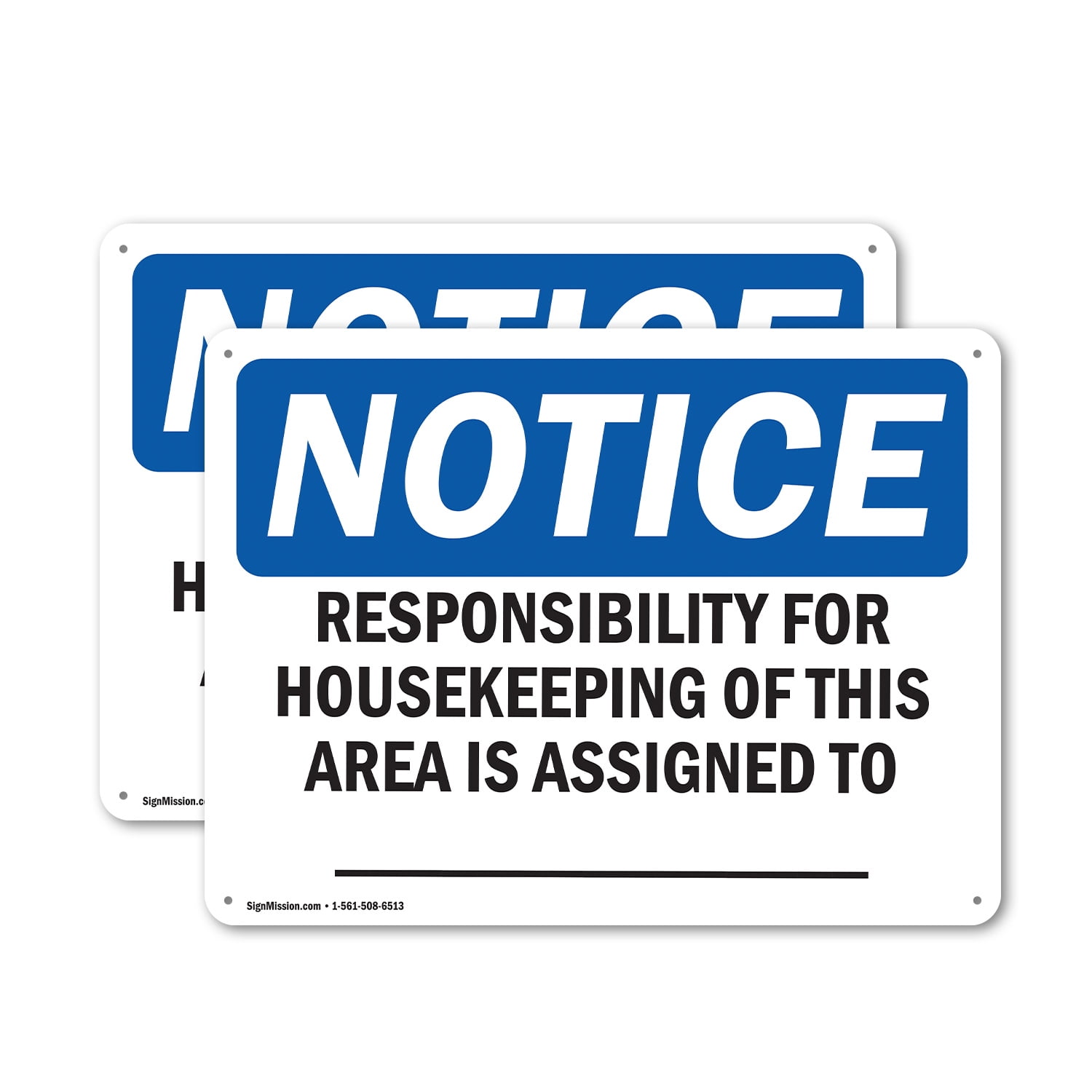 (2 Pack) Responsibility For Housekeeping Area Custom OSHA Notice Sign ...