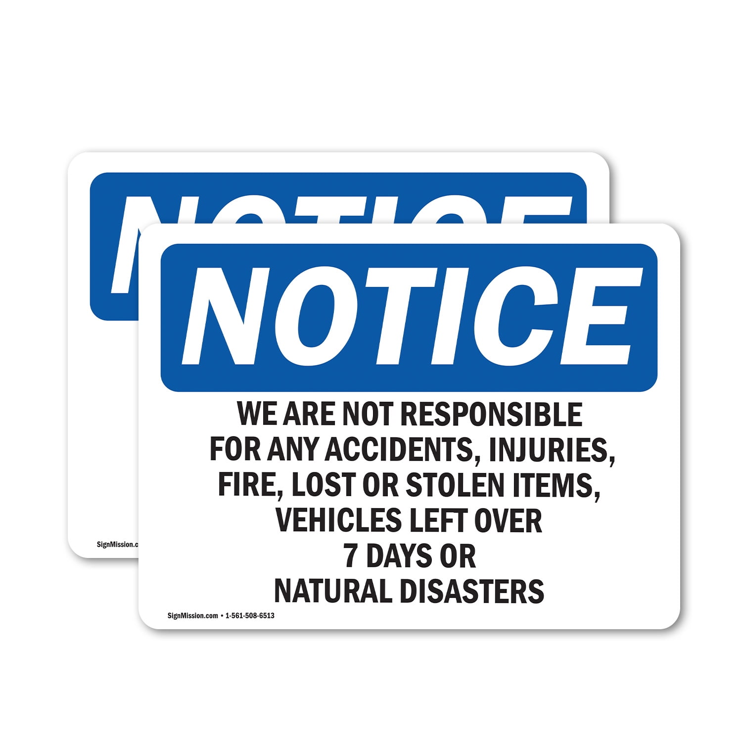 (2 Pack) We Are Not Responsible For Accidents OSHA Notice Sign 7 Inch X ...
