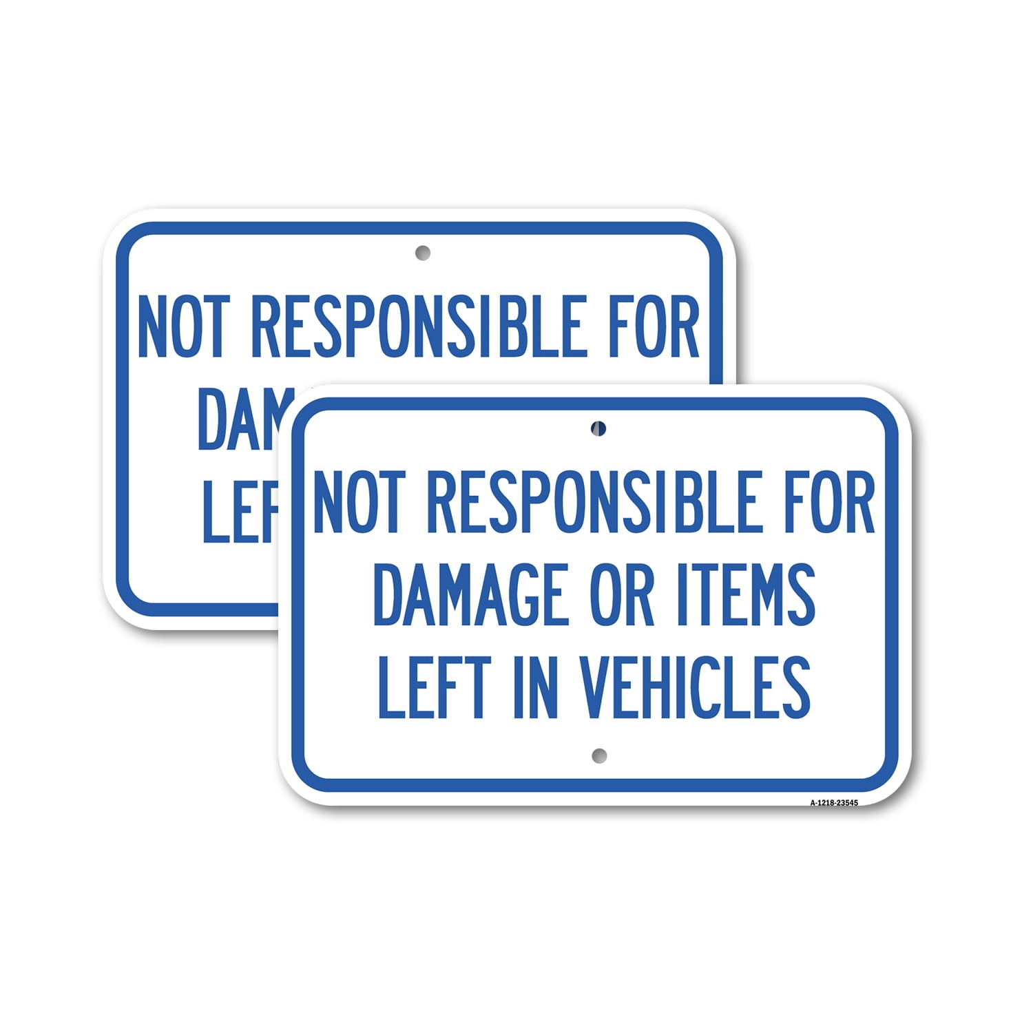 (2 Pack) Not Responsible for Damage or Items Left in Vehicles | 12" X ...