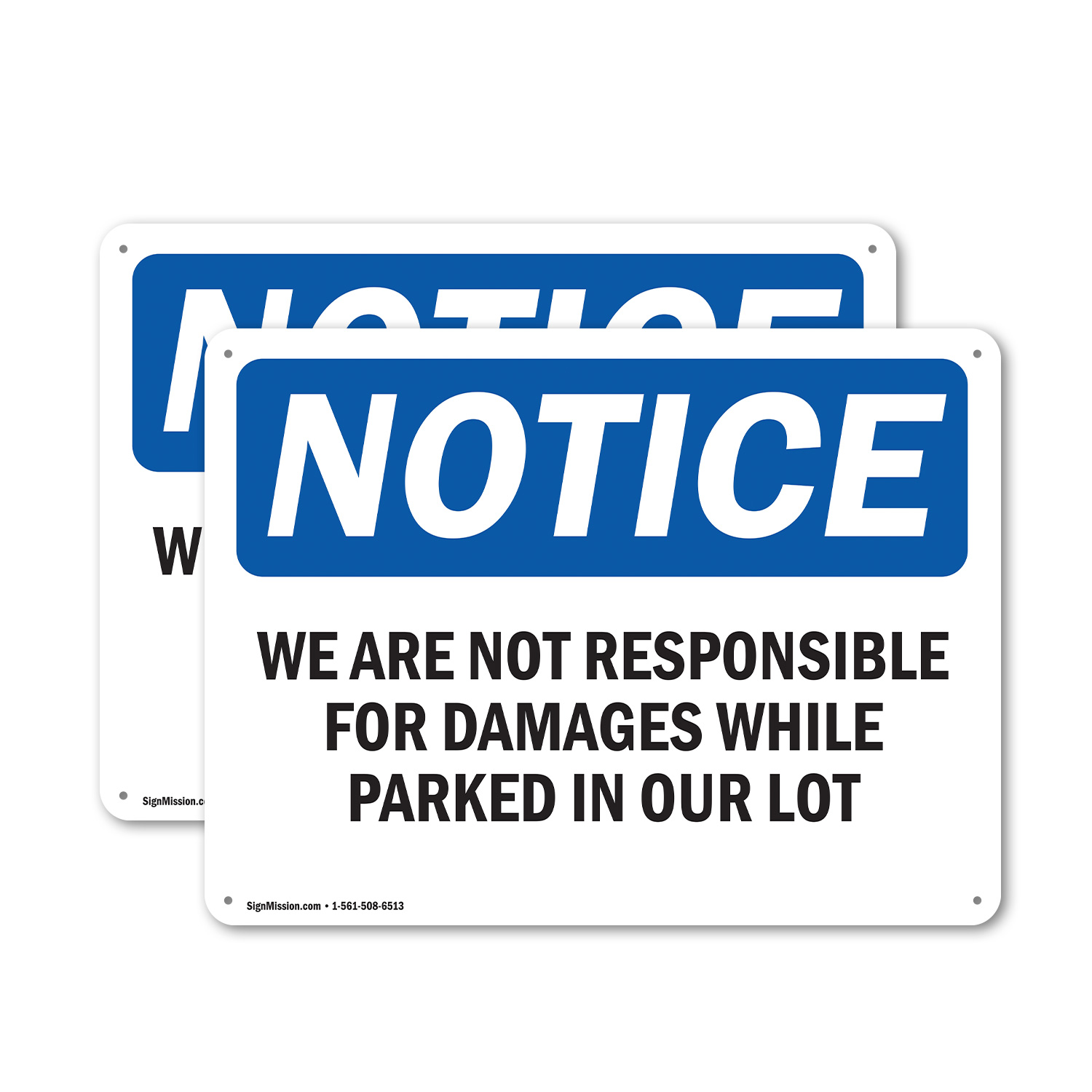 (2 Pack) We Are Not Responsible For Damages While OSHA Notice Sign 24 ...