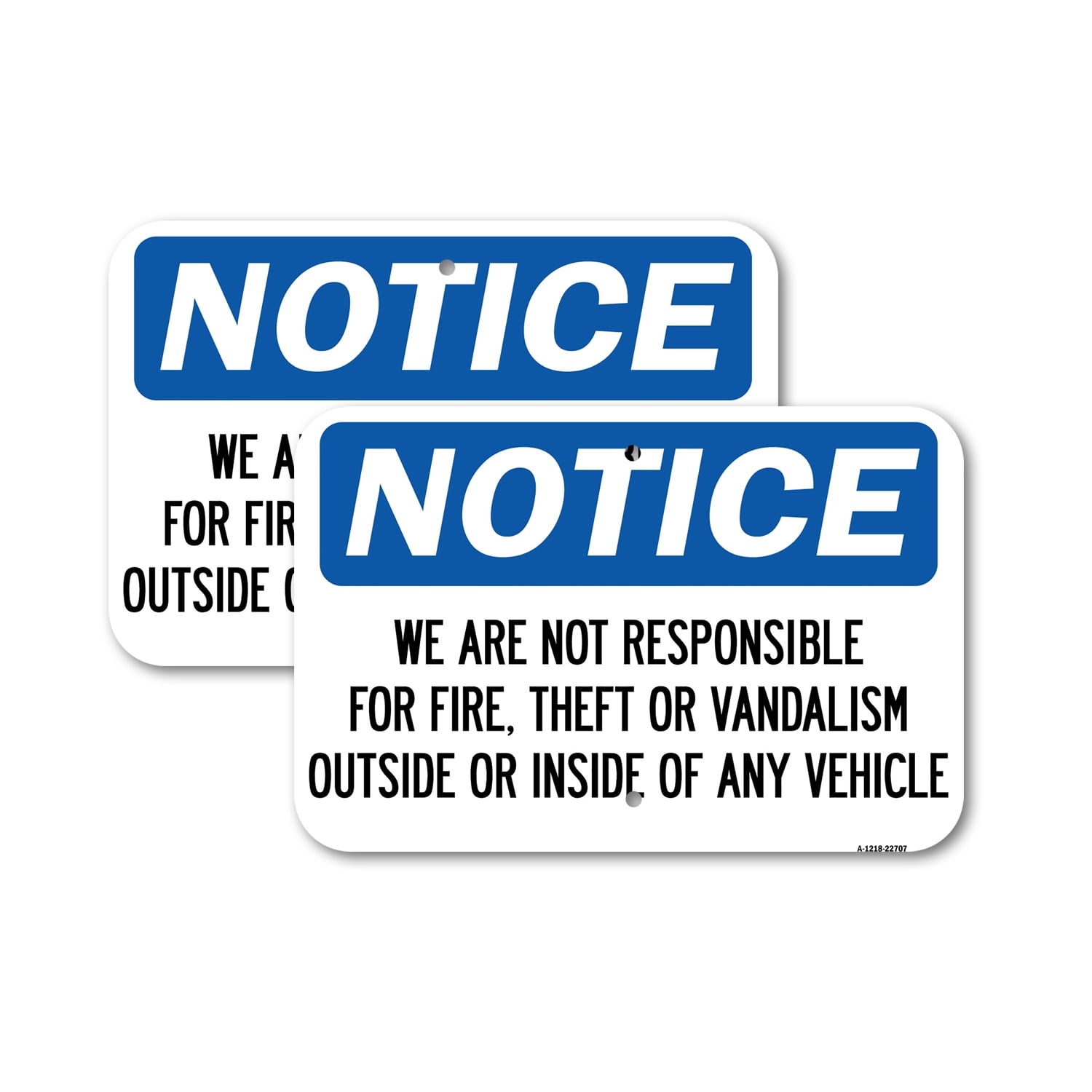 (2 Pack) We Are Not Responsible for Fire Theft or Vandalism Outside or ...