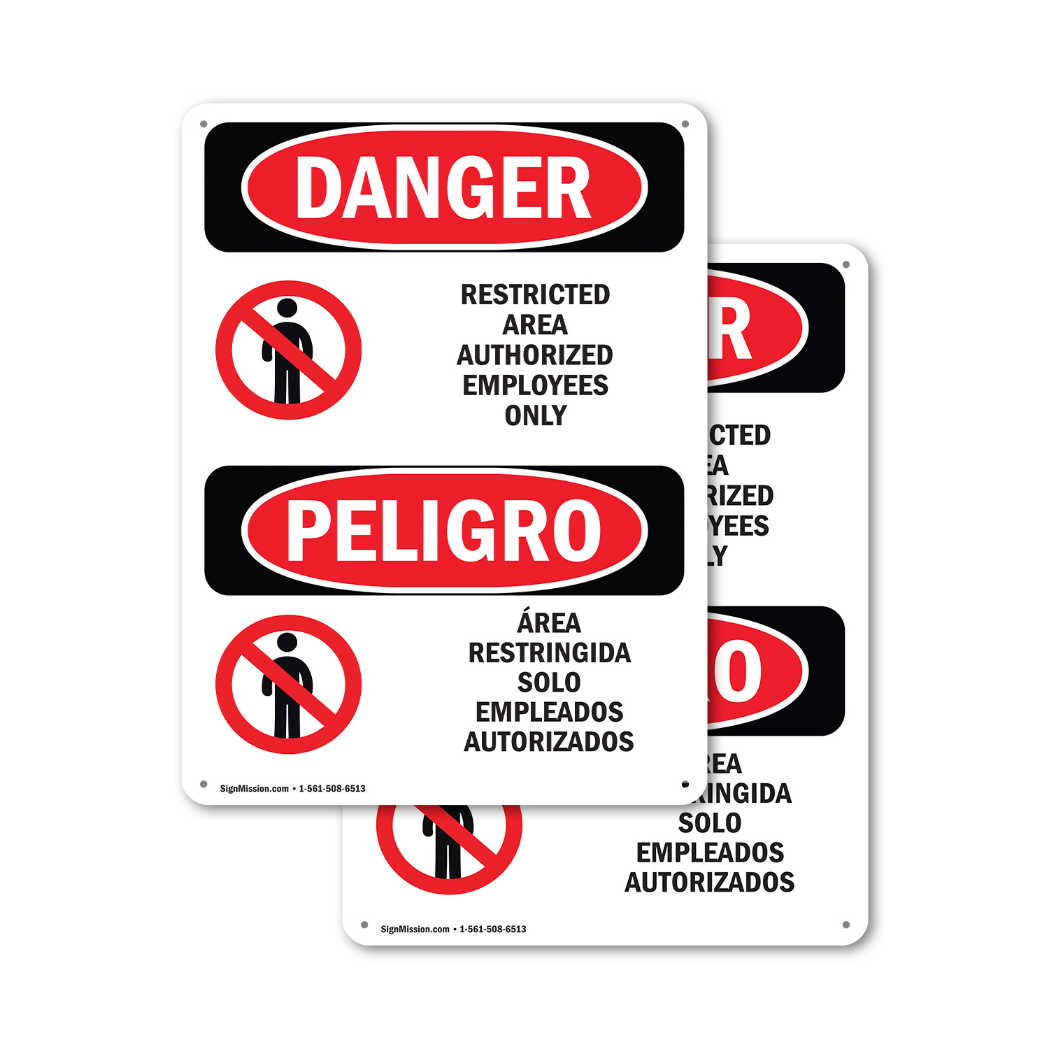 (2 Pack) Restricted Area Authorized Employees Only OSHA Danger Sign 10 ...