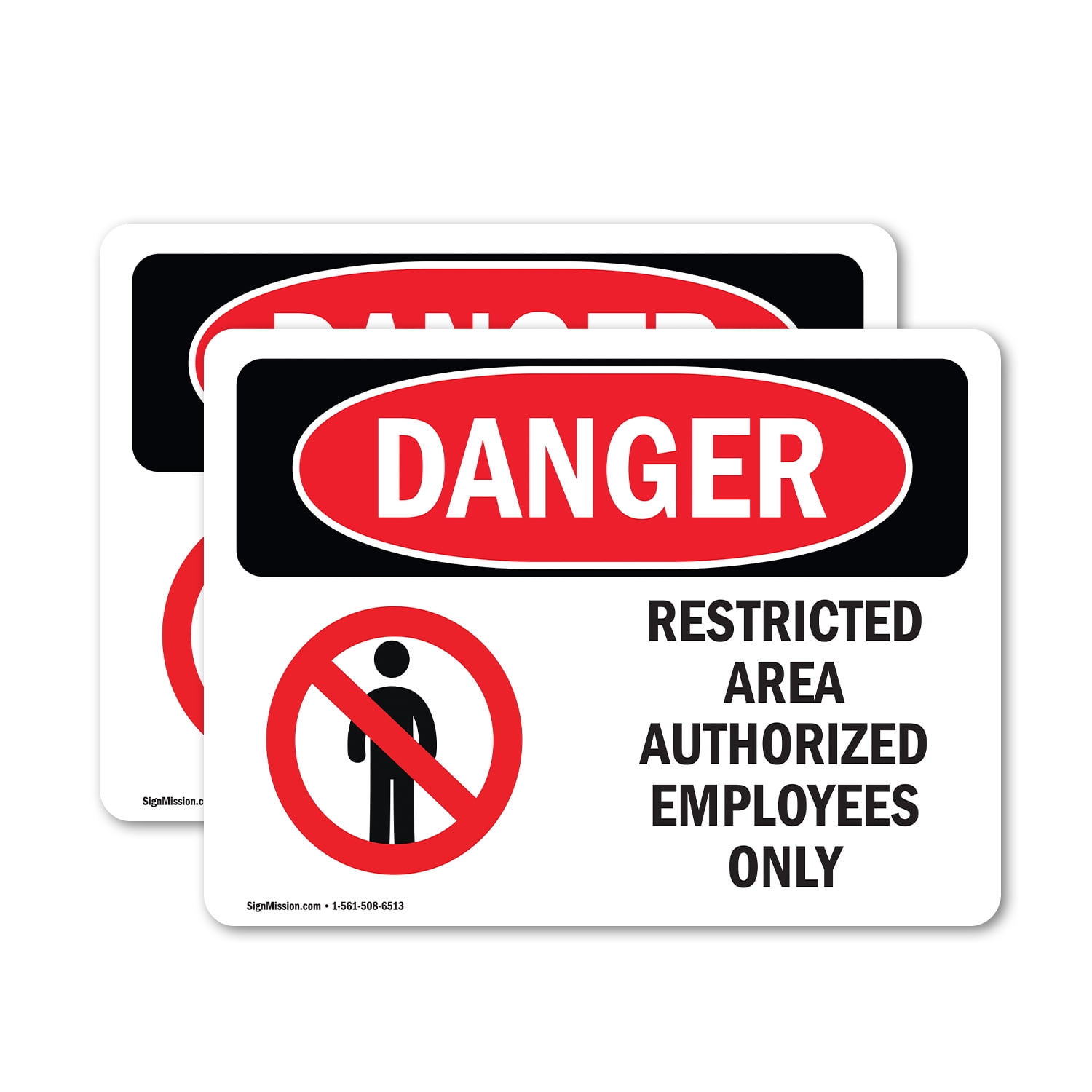(2 Pack) Restricted Area Authorized Employees Only OSHA Danger Sign ...