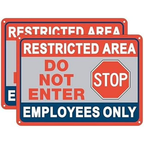 2 Pack Restricted Area Employees Only Stop Do Not Enter Sign,10×7 ...