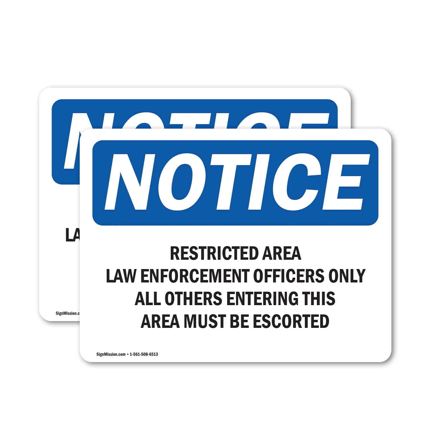 (2 Pack) Restricted Area Law Enforcement Officers OSHA Notice Sign ...