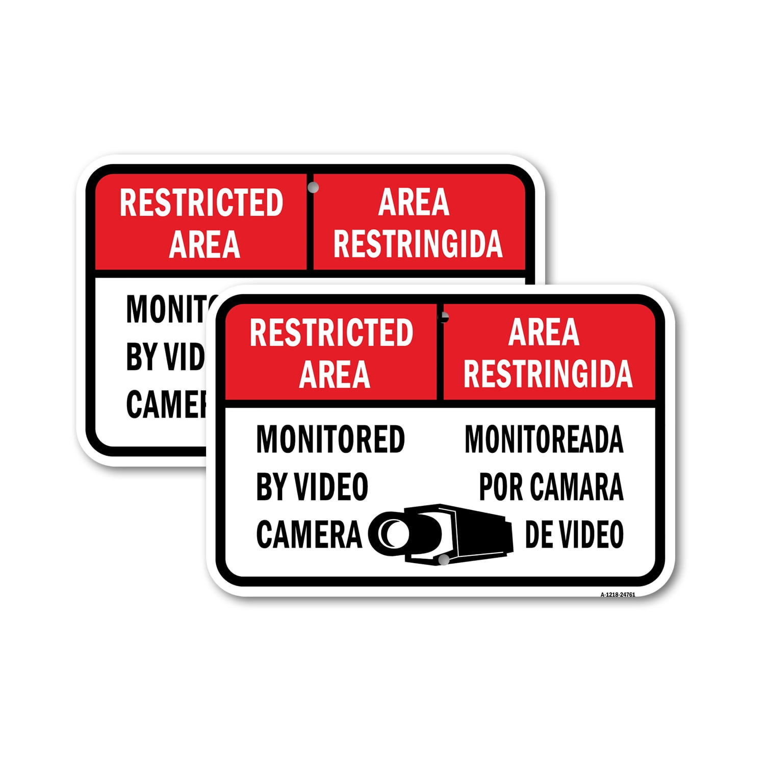 (2 Pack) Restricted Area Monitored By Camera - Area Restrin | 12" X 18 ...