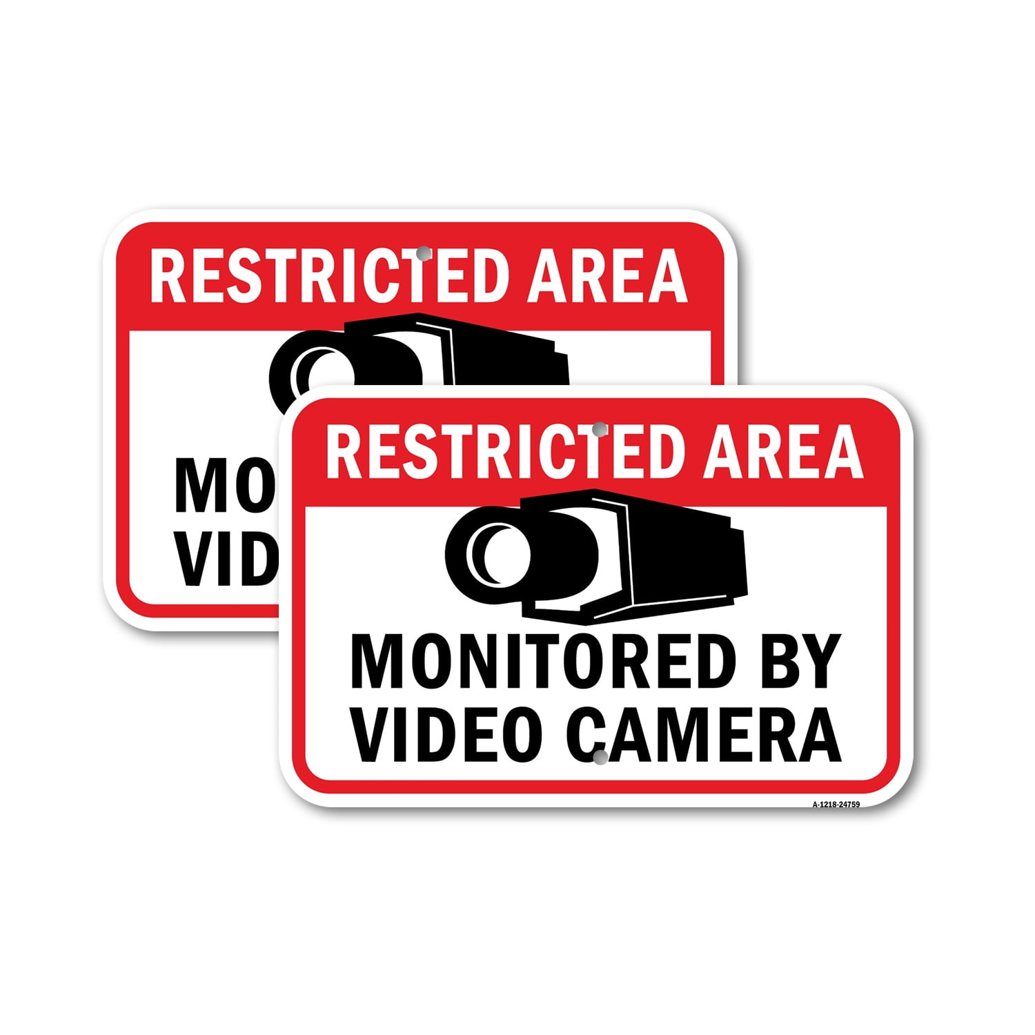 (2 Pack) Restricted Area Monitored By Video Camera 1 | 12" X 18" Heavy ...