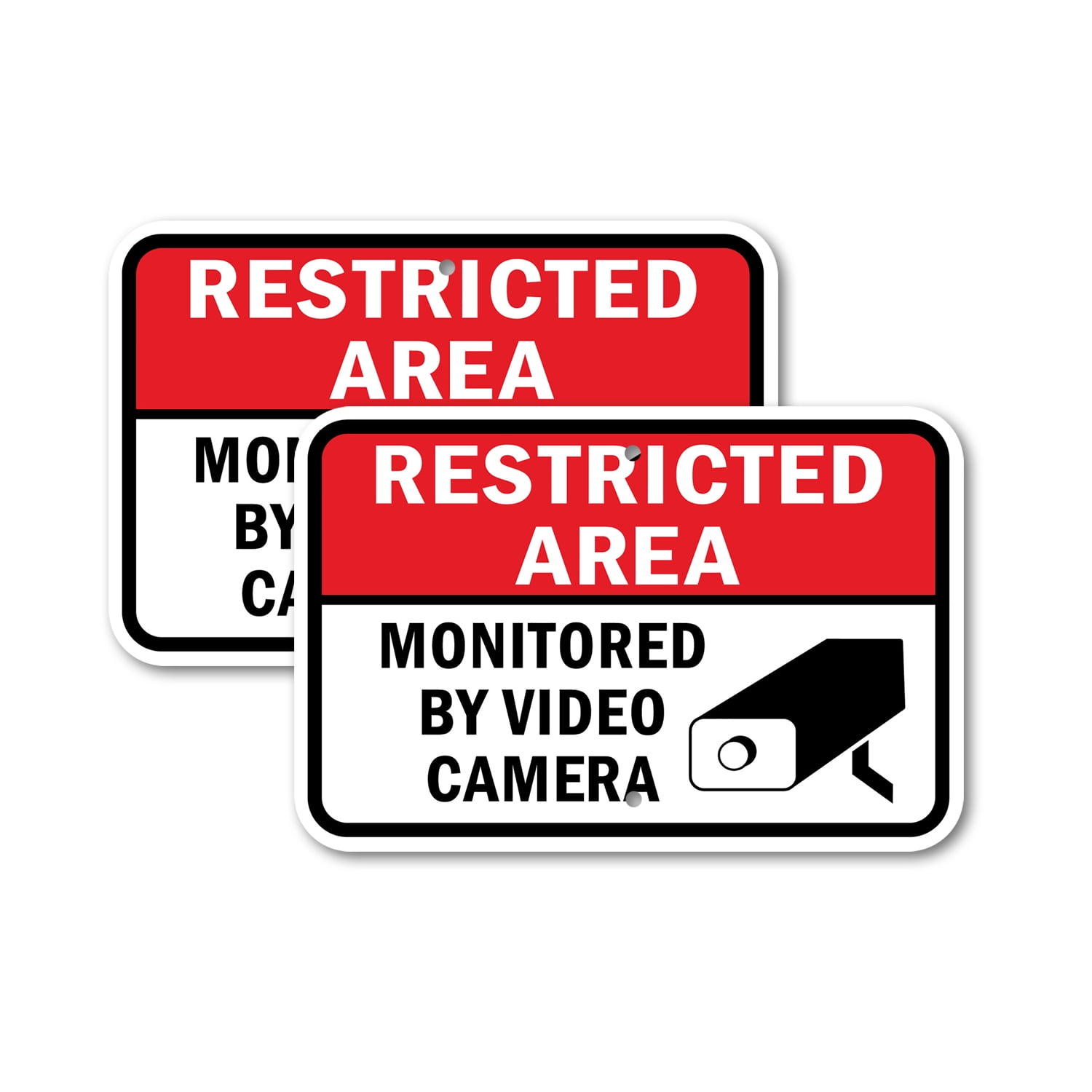 (2 Pack) Restricted Area Monitored by Video Camera | 18" X 24" Heavy ...