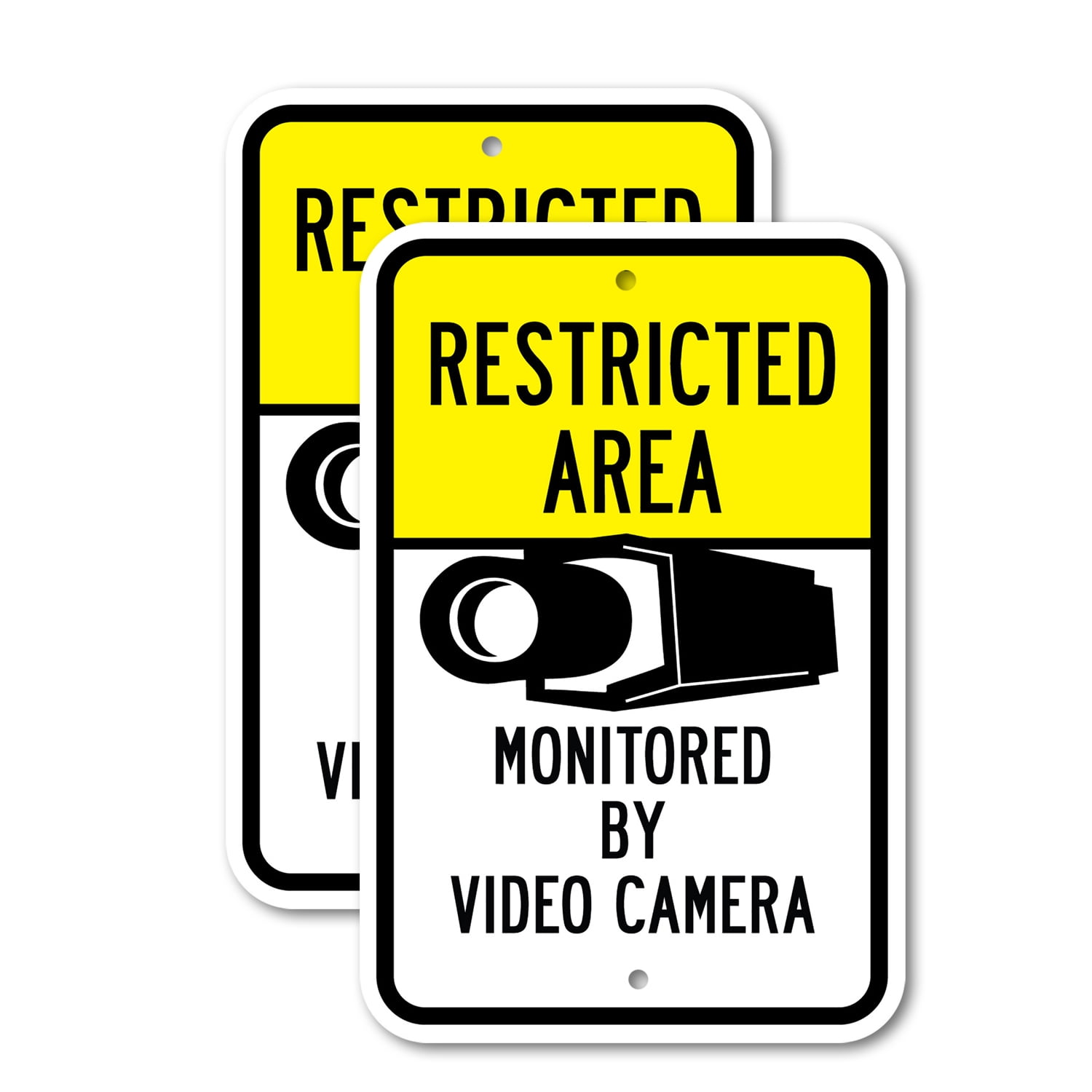 (2 Pack) Restricted Area Monitored By Video Camera #2 | 12" X 18" Heavy ...