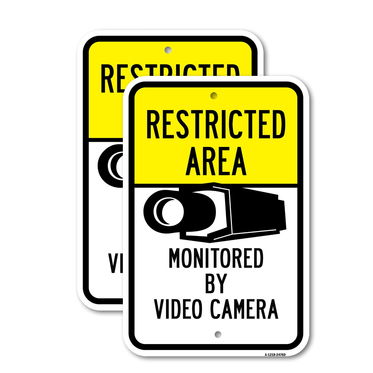 (2 Pack) Restricted Area Monitored By Video Camera #2 | 18" X 24" Heavy ...