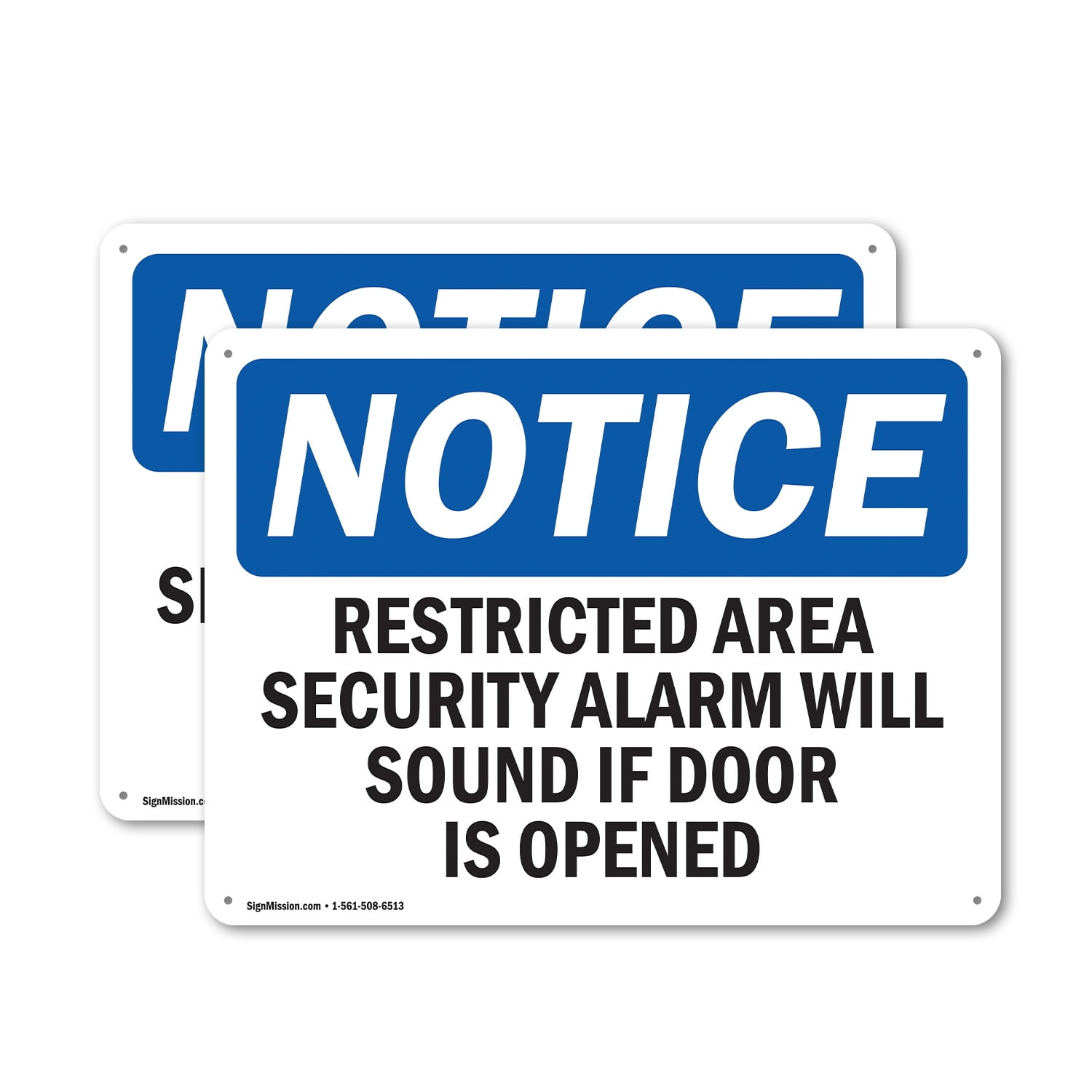 (2 Pack) Restricted Area Security Alarm Will Sound OSHA Notice Sign 18 ...