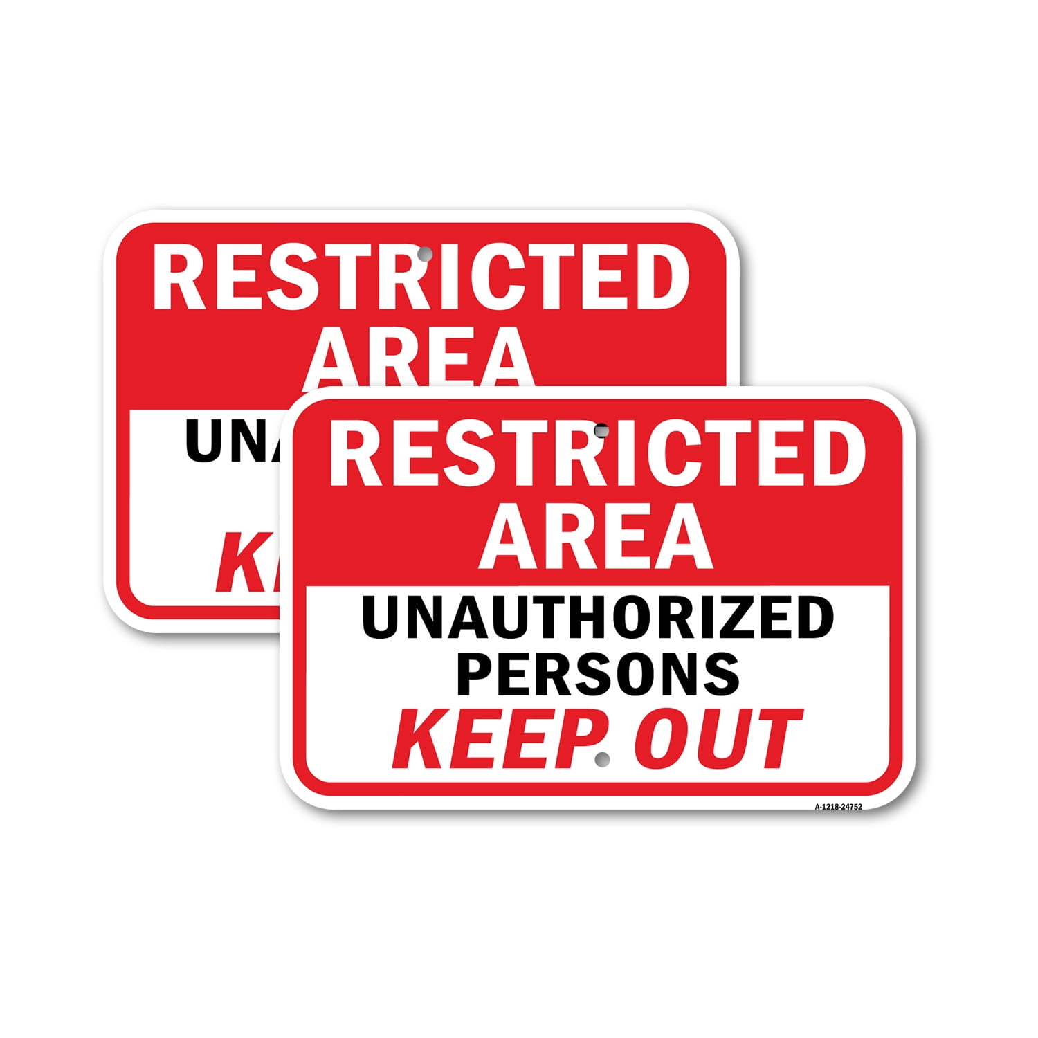 (2 Pack) Restricted Area Unauthorized Persons Keep Out | 18" X 24 ...