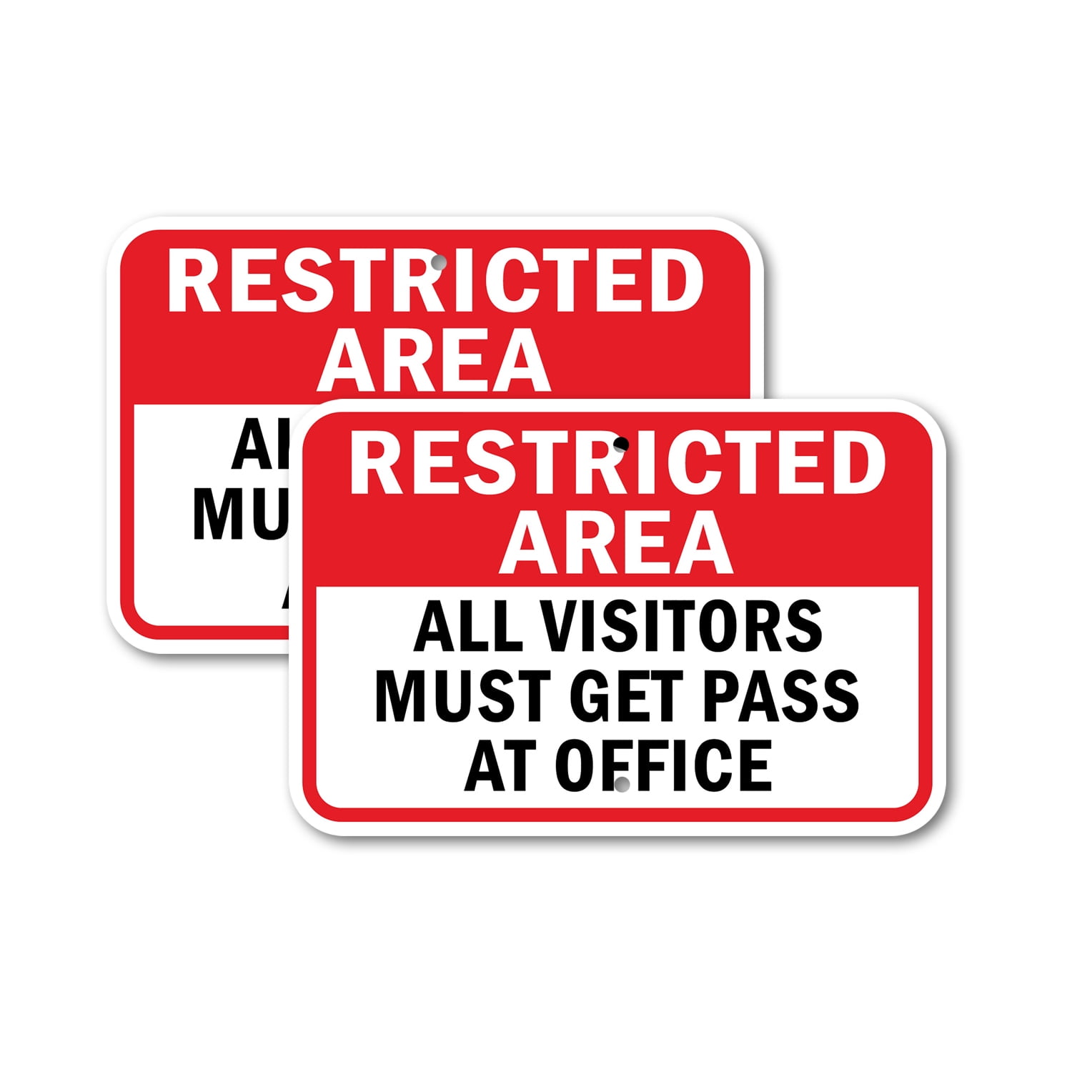 (2 Pack) Restricted Area All Visitors Must Get Pass At Office | 18" X ...