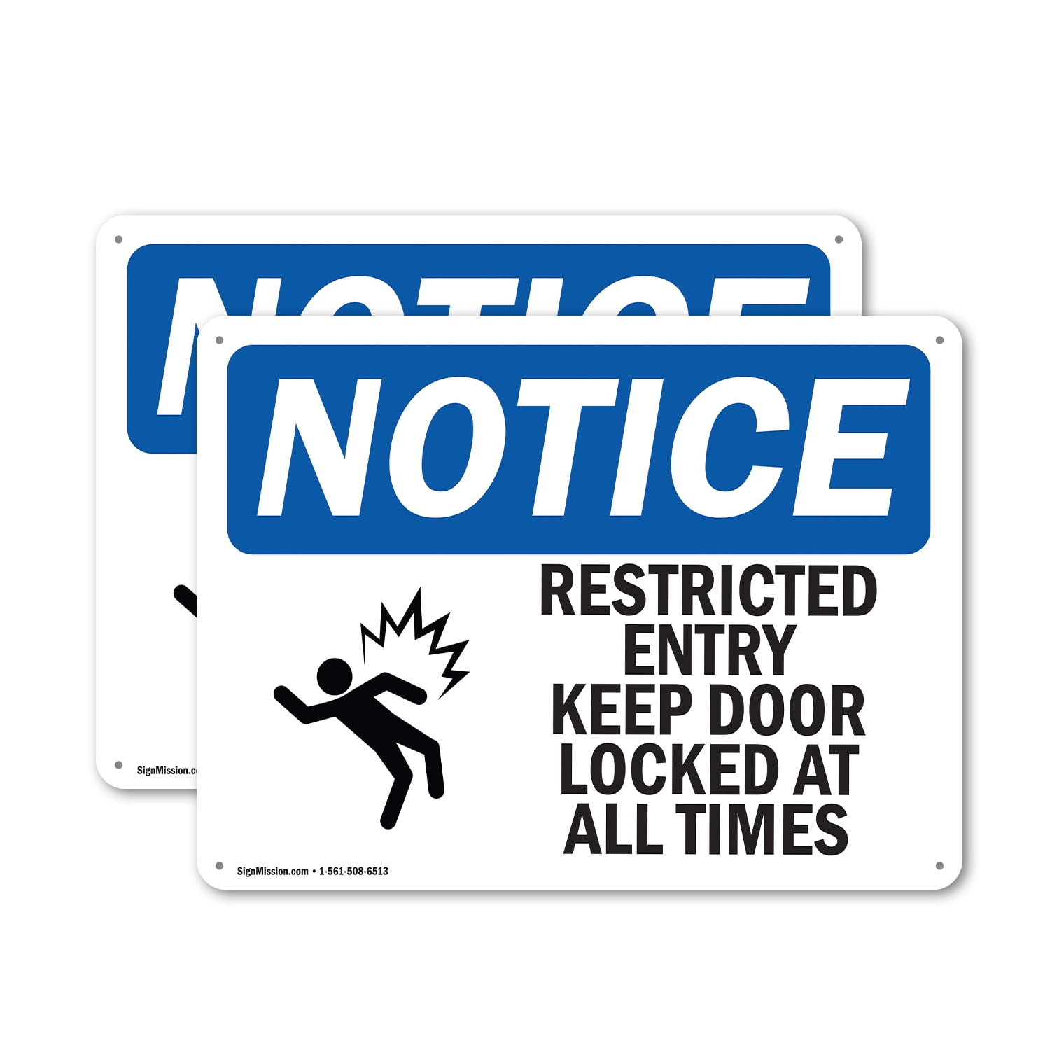 (2 Pack) Restricted Entry Keep Door Locked OSHA Notice Sign 14 Inch X ...