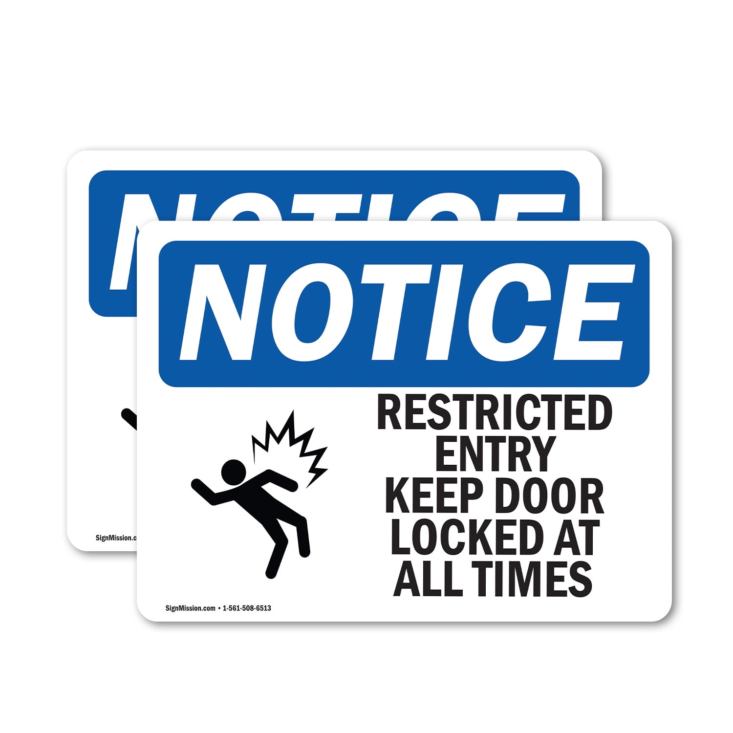 (2 Pack) Restricted Entry Keep Door Locked Sign - Walmart.com