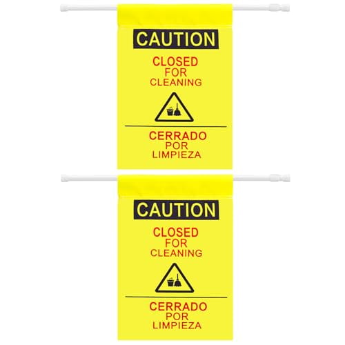 2 Pack Restroom Closed for Cleaning Sign with English and Spanish Text ...