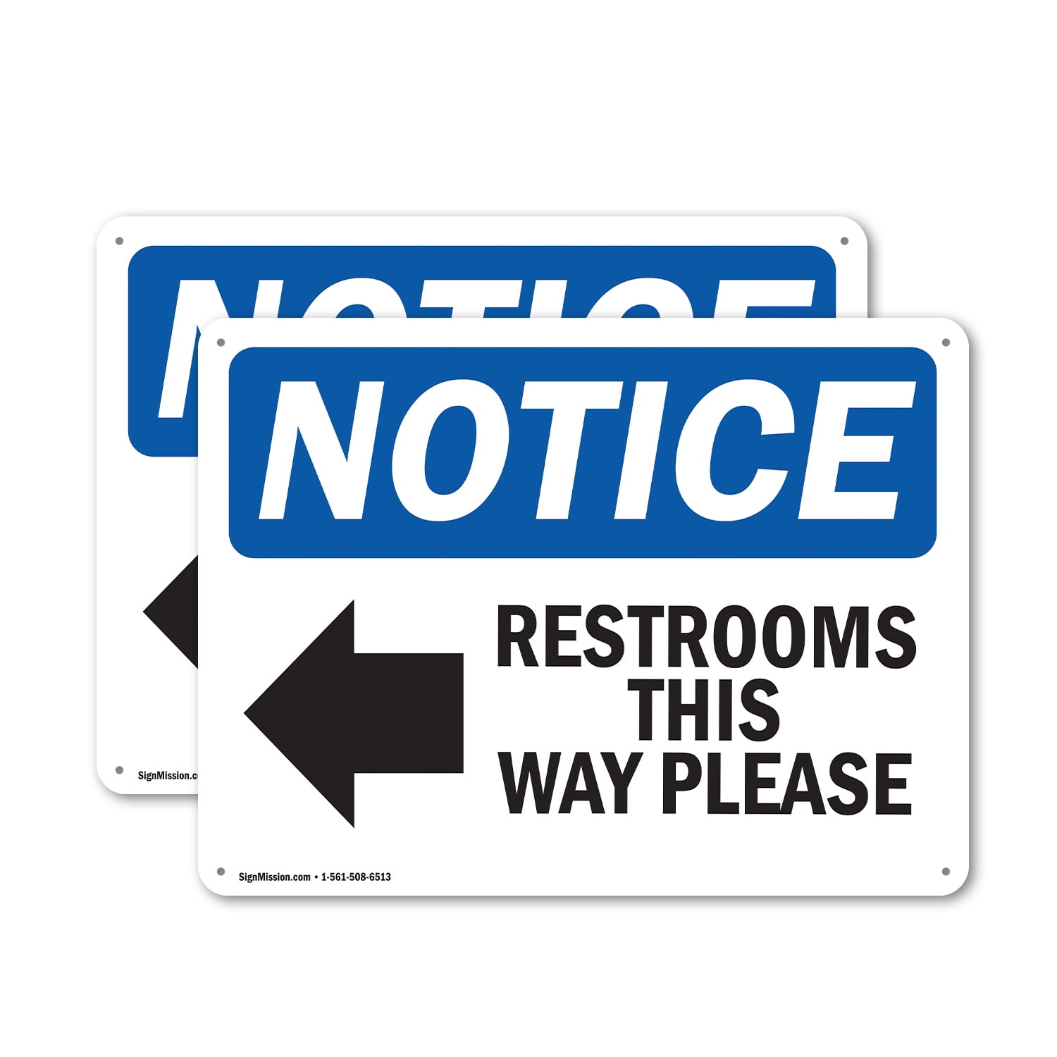 (2 Pack) Restrooms This Way Please [Left Arrow] OSHA Notice Sign 14 ...
