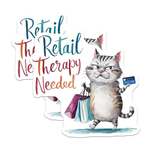 (2 Pack) Retail Therapy Needed Cat Magnets Magnets - Funny Cat Magnet ...