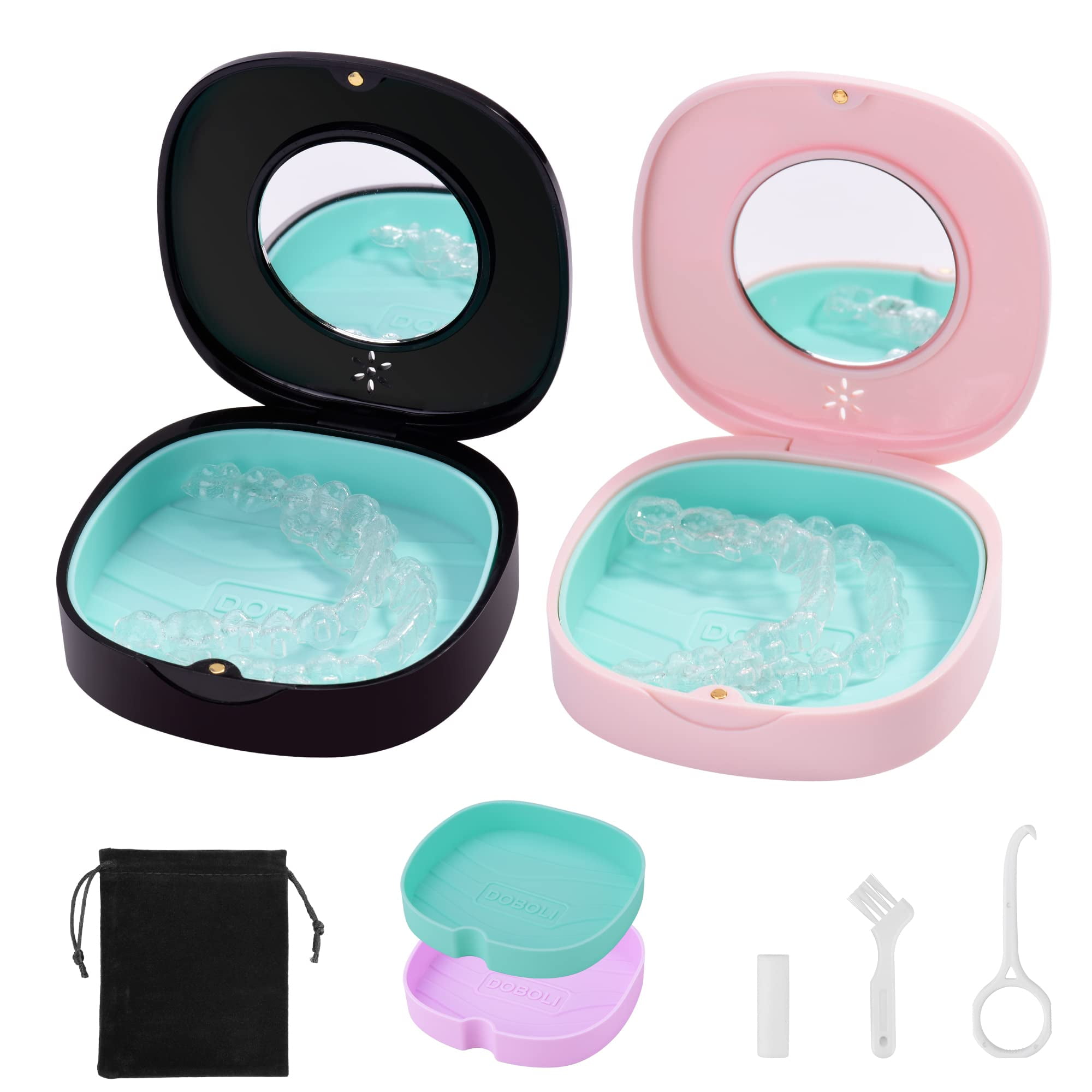 2 Pack Retainer Case with Vent Holes, Mirrors,Compatible with ...