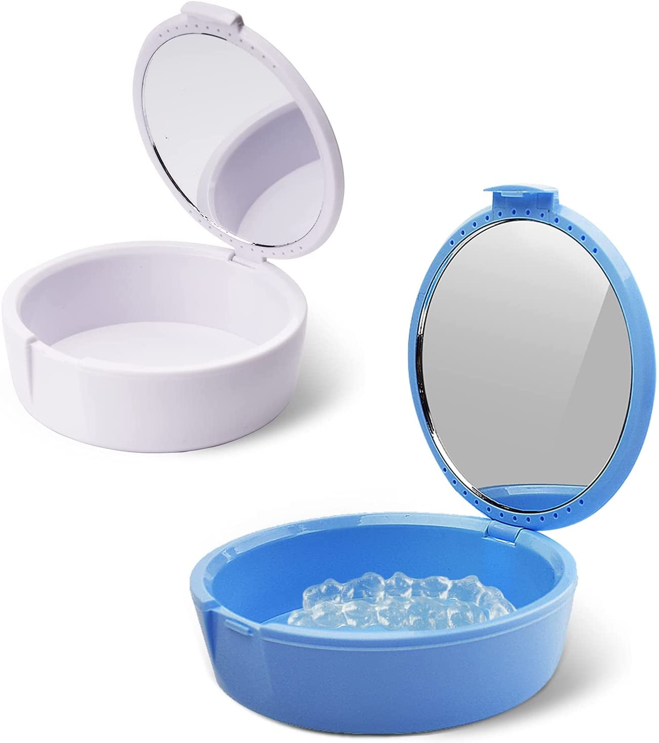 2 Pack Retainer Case with Mirror Retainer Container Partial Denture ...