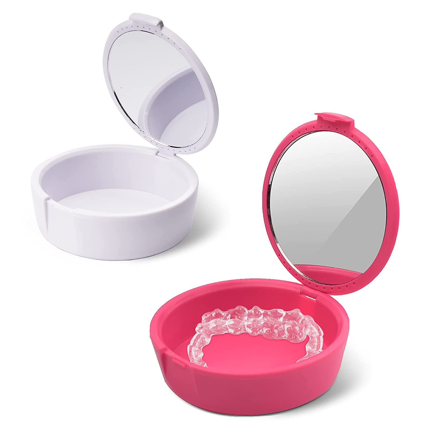 2 Pack Retainer Case with Mirror Retainer Container Partial Denture ...
