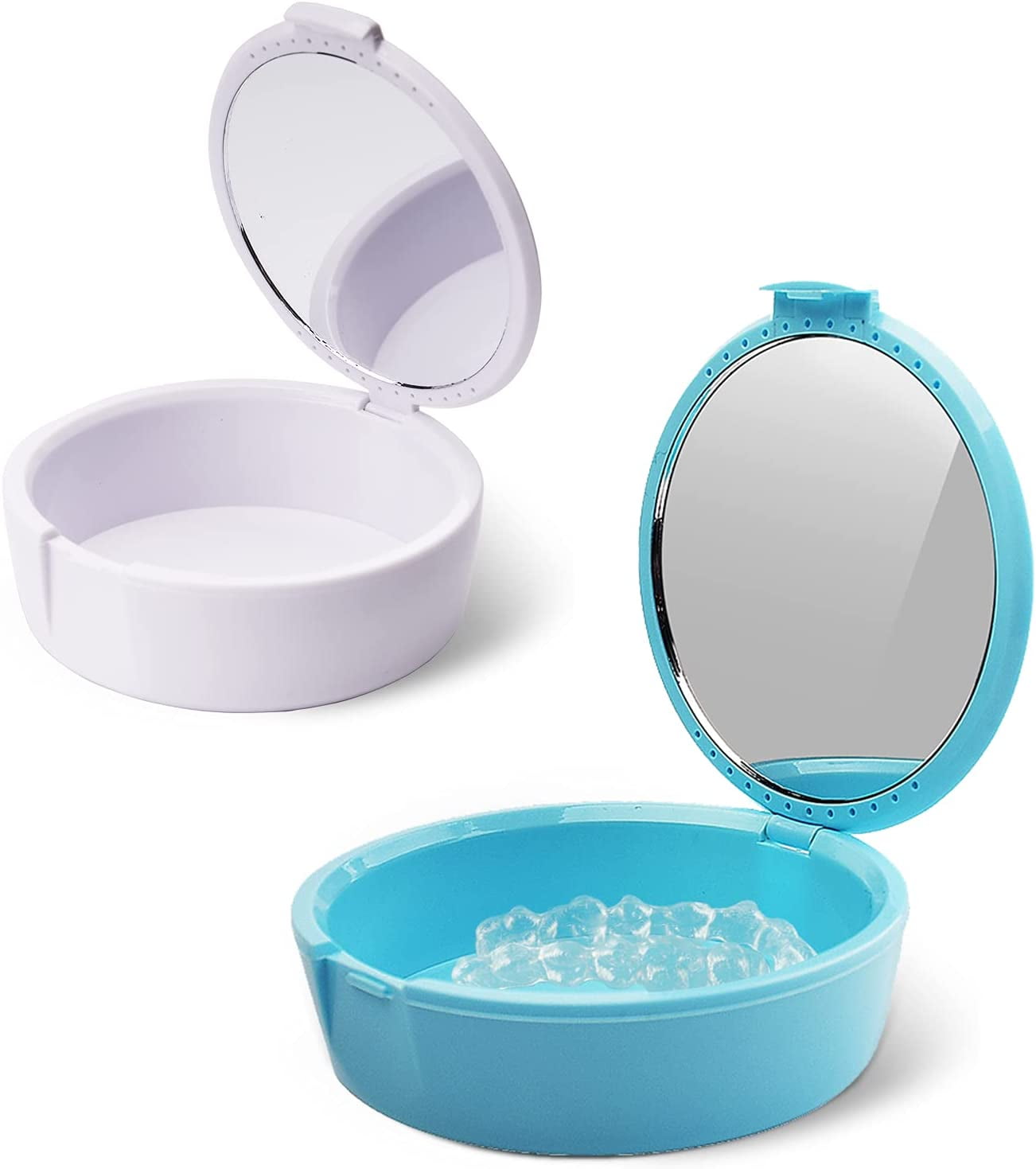 2 Pack Retainer Case with Mirror Retainer Container Partial Denture ...