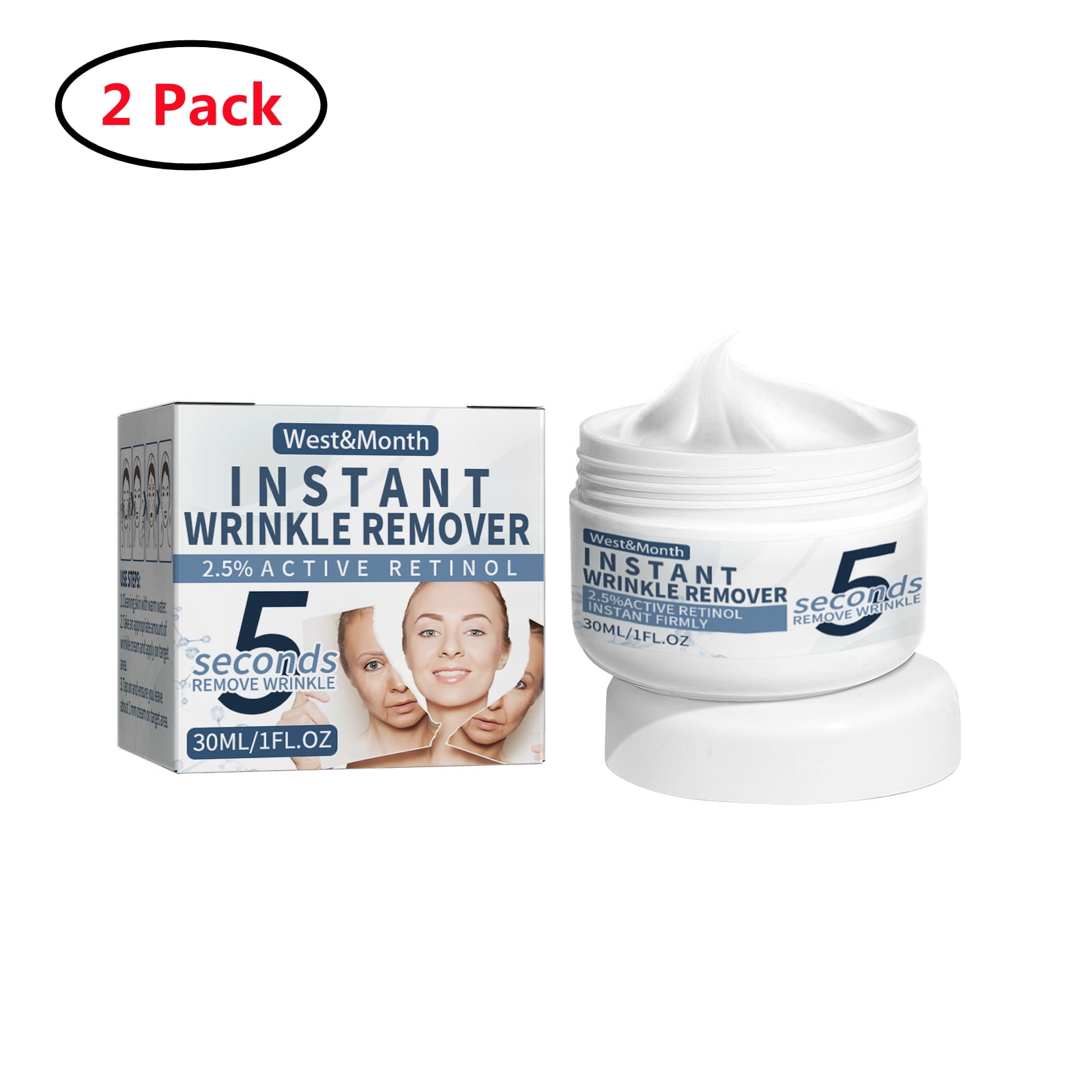 2 Pack Retinol Cream For Face, Retinol Serum Double Chin Reducer Skin ...