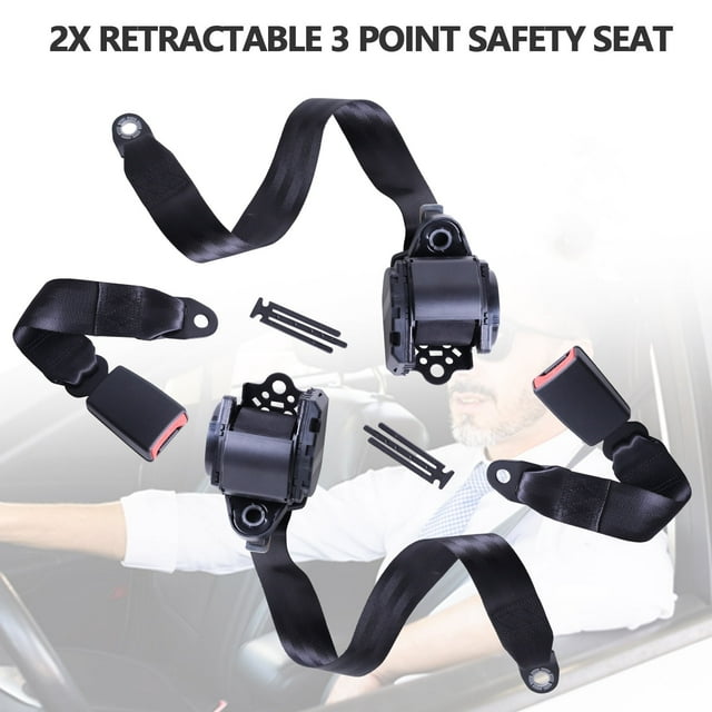 2 Pack Retractable Adjustable 3 Point Harness Safety Seat Belt for car ...