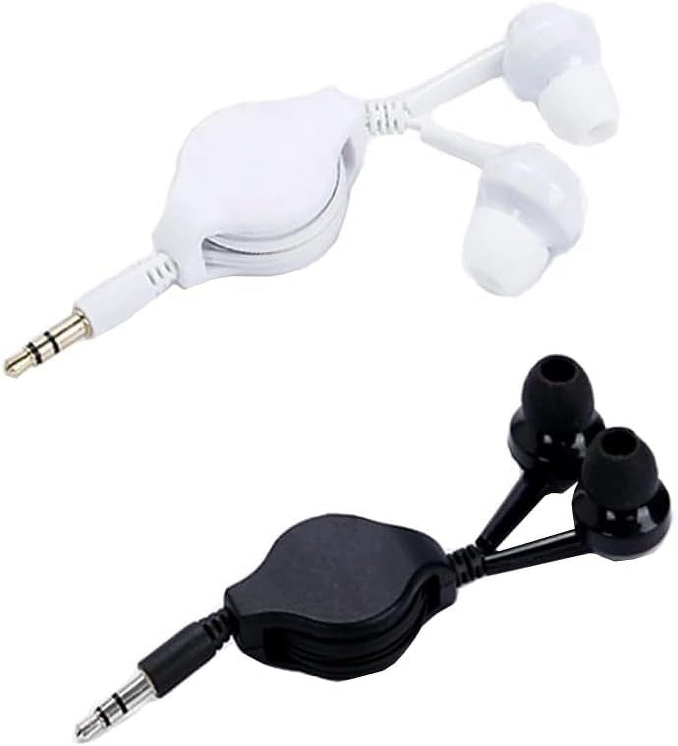 2 Pack Retractable Earbuds Wired Earphone Portable 3.5mm Plug Stereo in ...