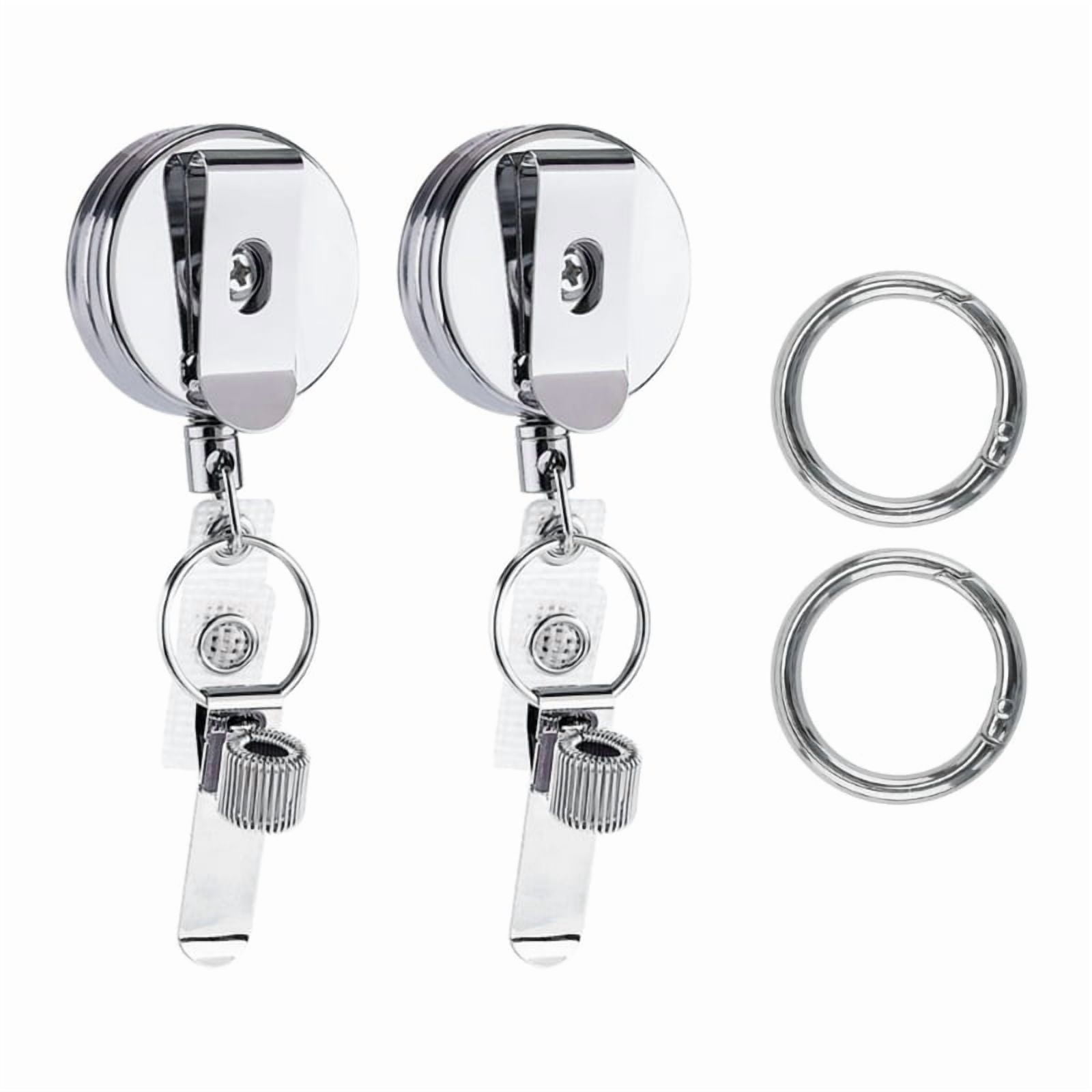 2 Pack Retractable Key Holders with Metal Carabiner Clip Sturdy ...