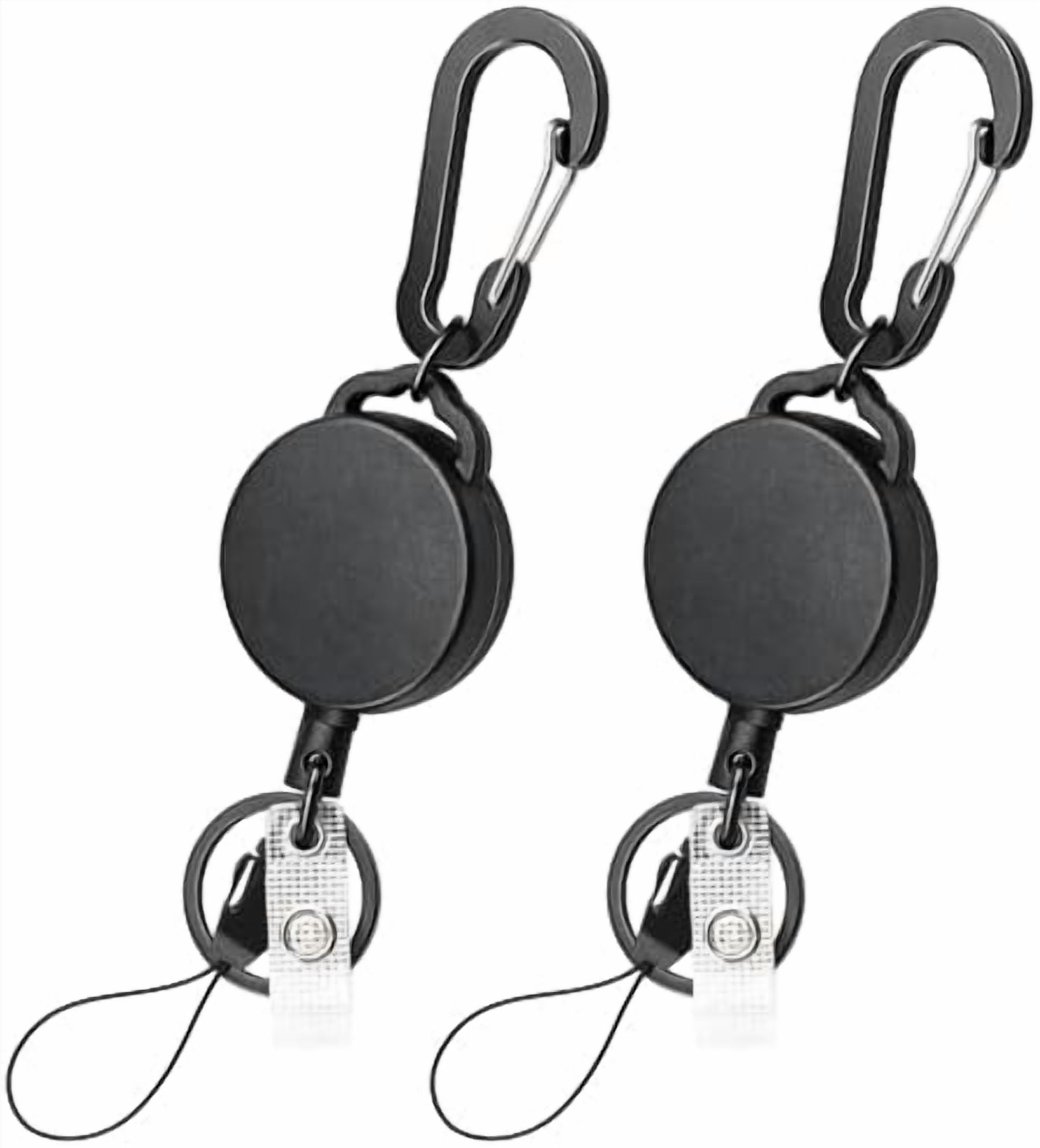 2 Pack Retractable Keychain Heavy Duty Retractable Badge Reel Carabiner ...