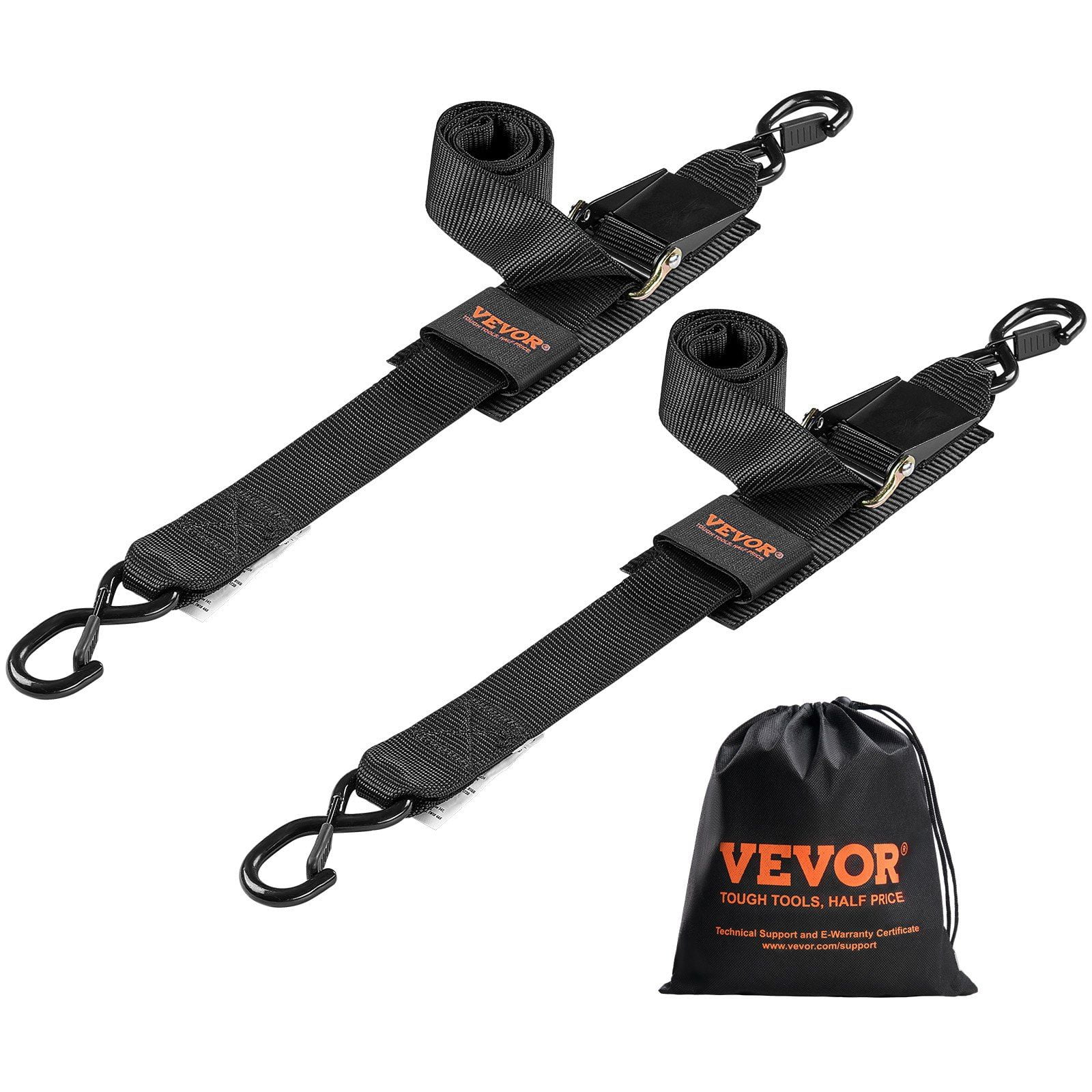 2 Pack Retractable Ratchet Tie Down Straps 2 in x 4 ft with S-Hooks ...
