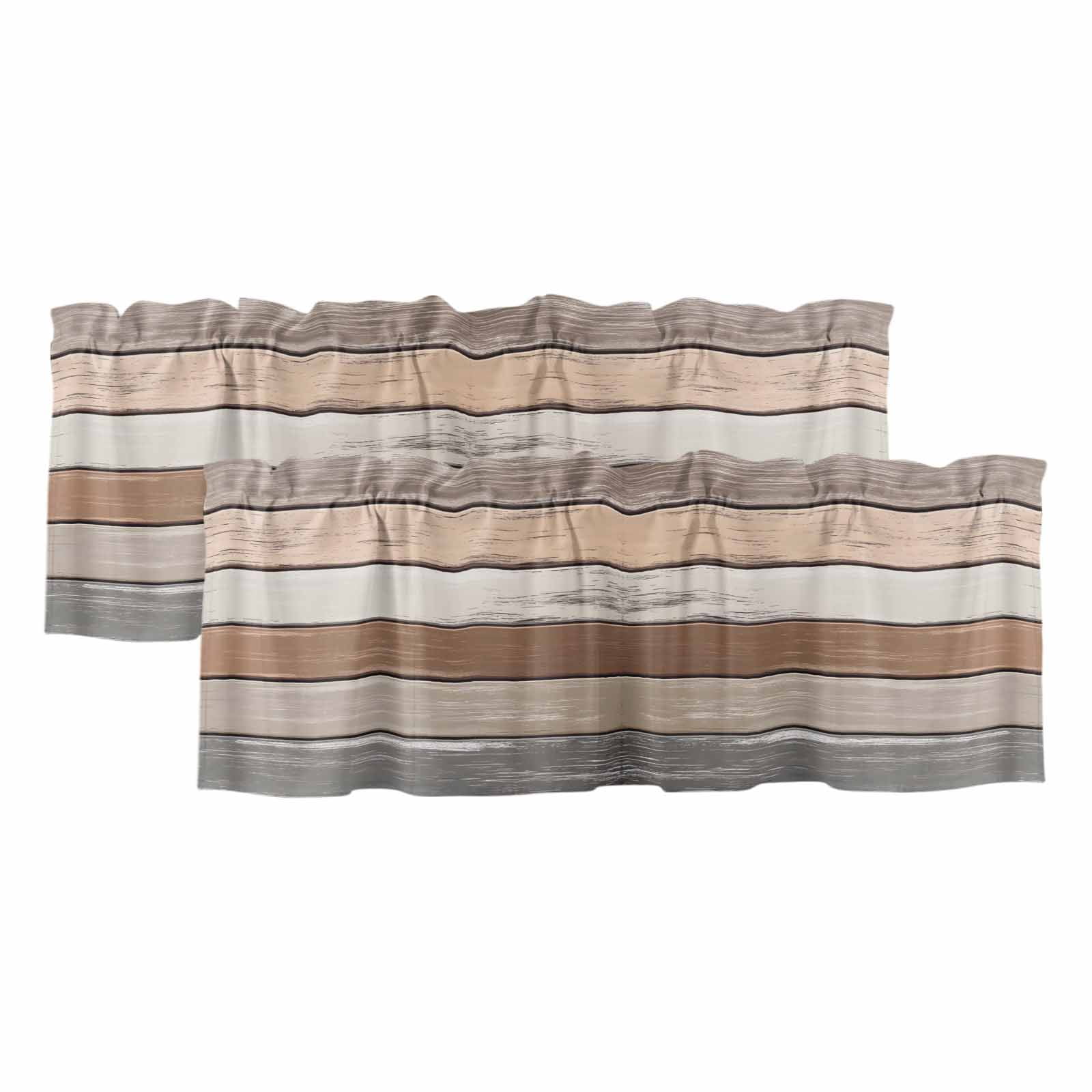 2 Pack Retro Brown Beige Stripes Valance for Window Peeling Paint ...
