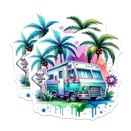 (2 Pack) Retro Camper Magnets - Tropical Landscape - Vintage RV Decor ...