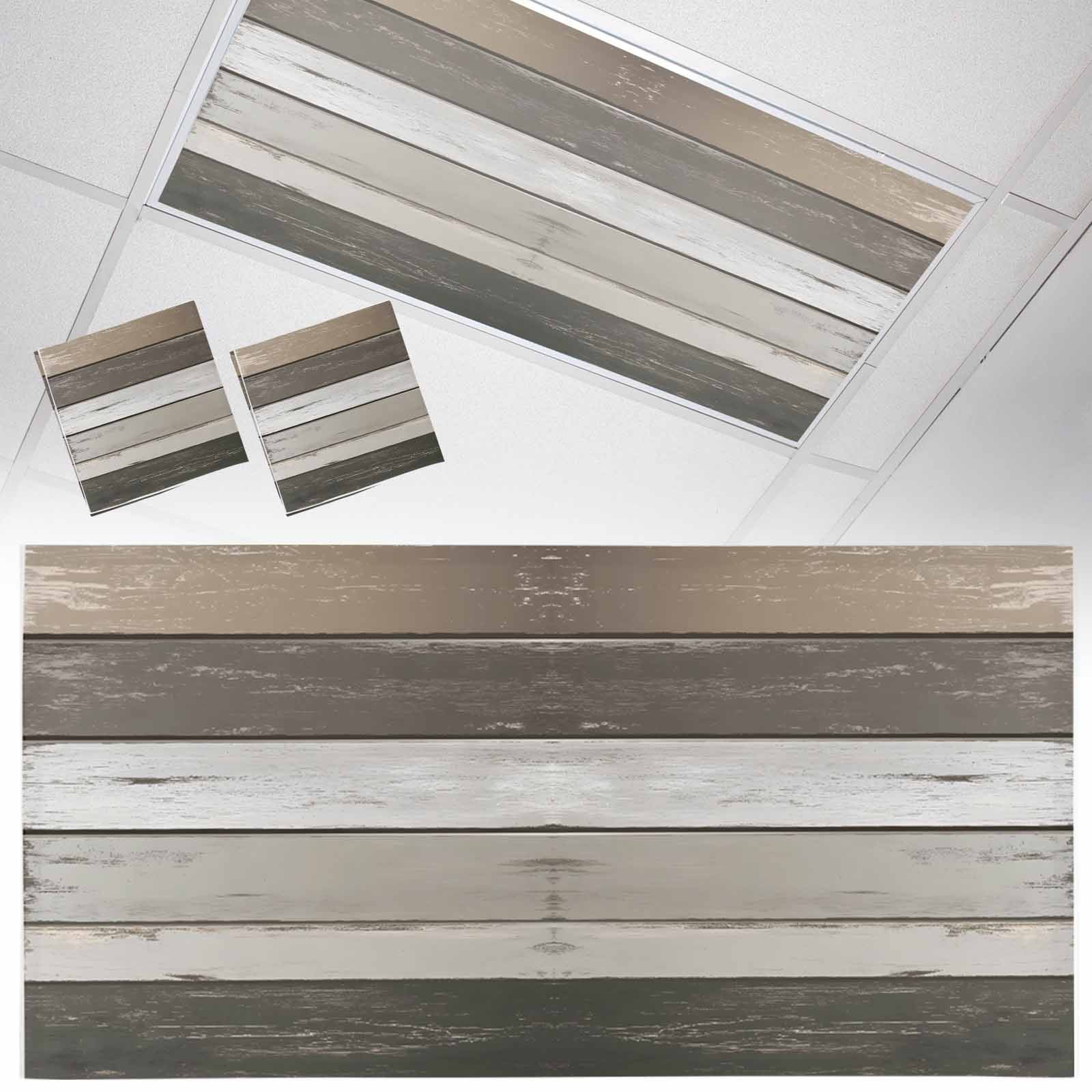 2 Pack Retro Dark Grey Stripes Fluorescent Light Covers for Ceiling ...