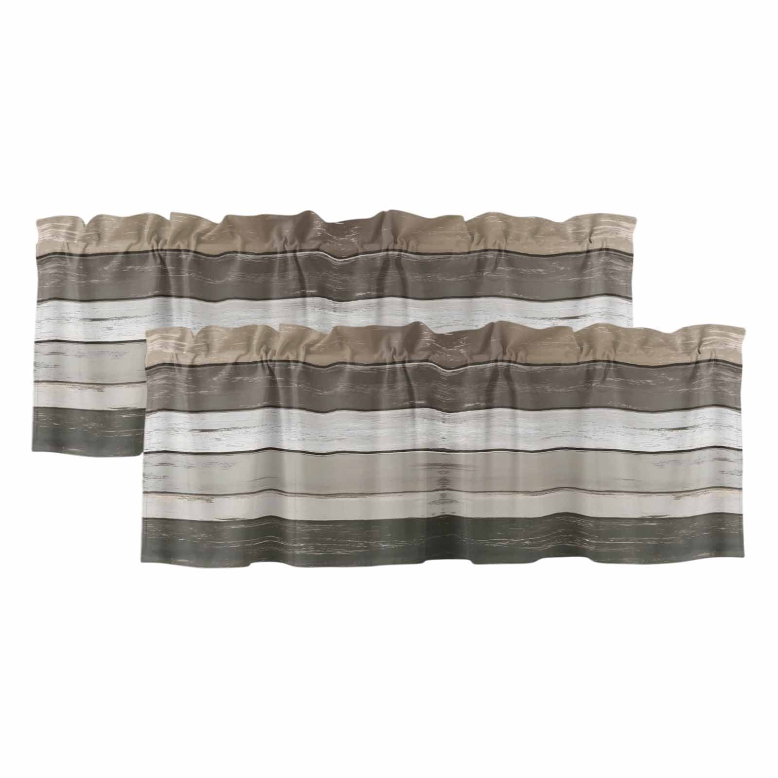2 Pack Retro Dark Grey Stripes Valance for Window Peeling Paint Effect ...